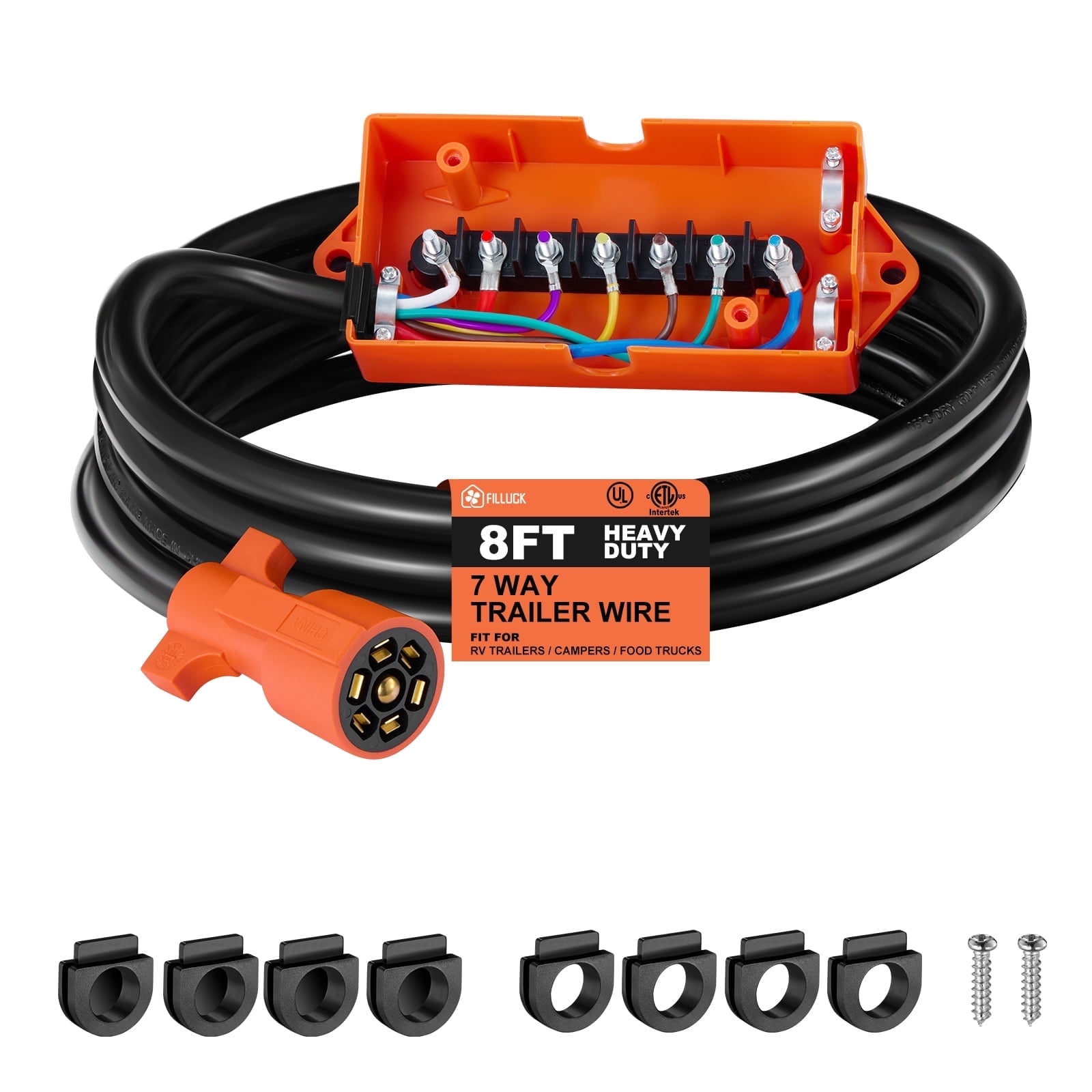 SPEEDWOW 7-Way Trailer Wiring Harness with Junction Box, Heavy Duty ...