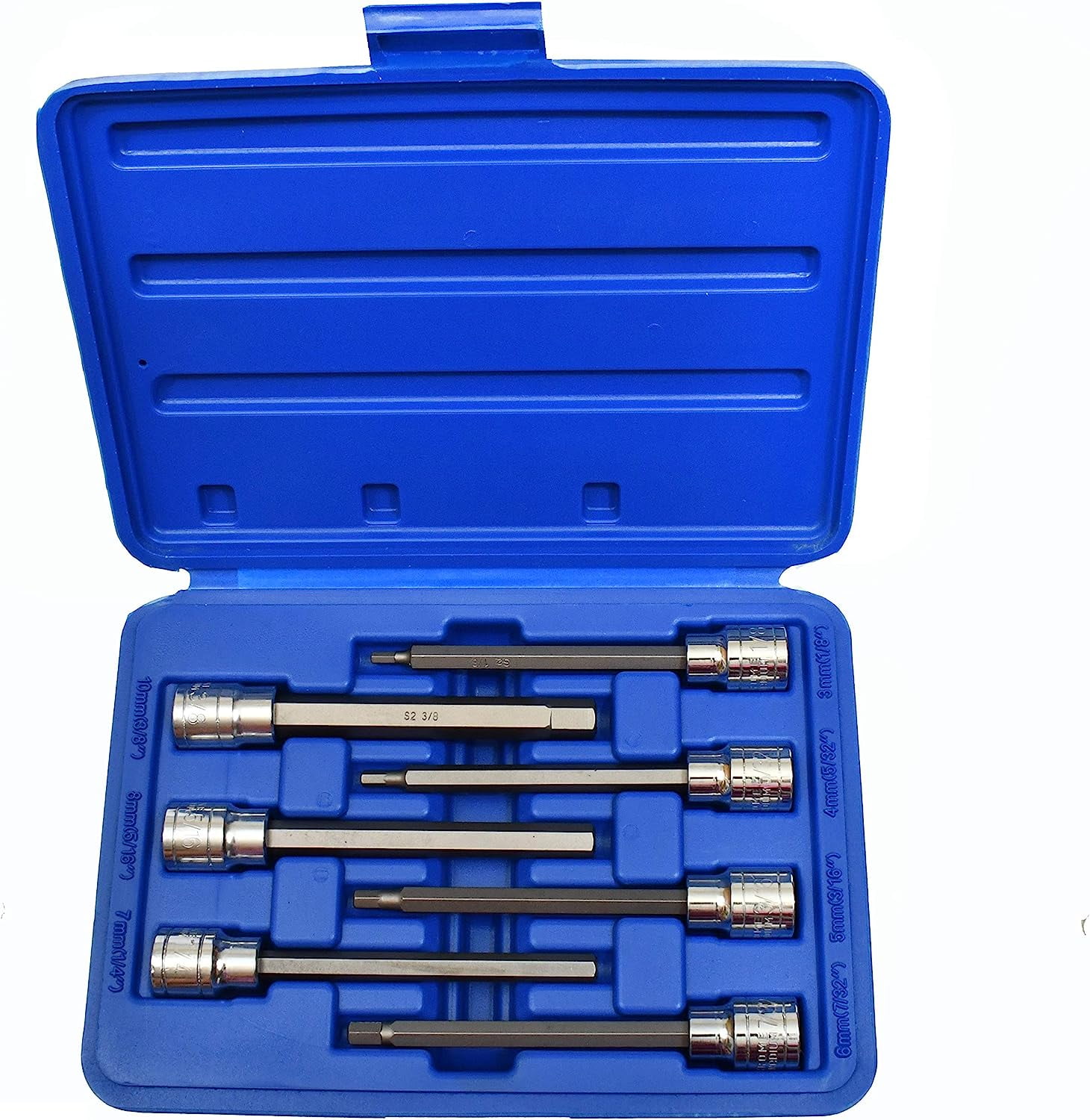 SAE Extra Long Hex Allen Bit Socket Set 7pc with Case - Walmart.com