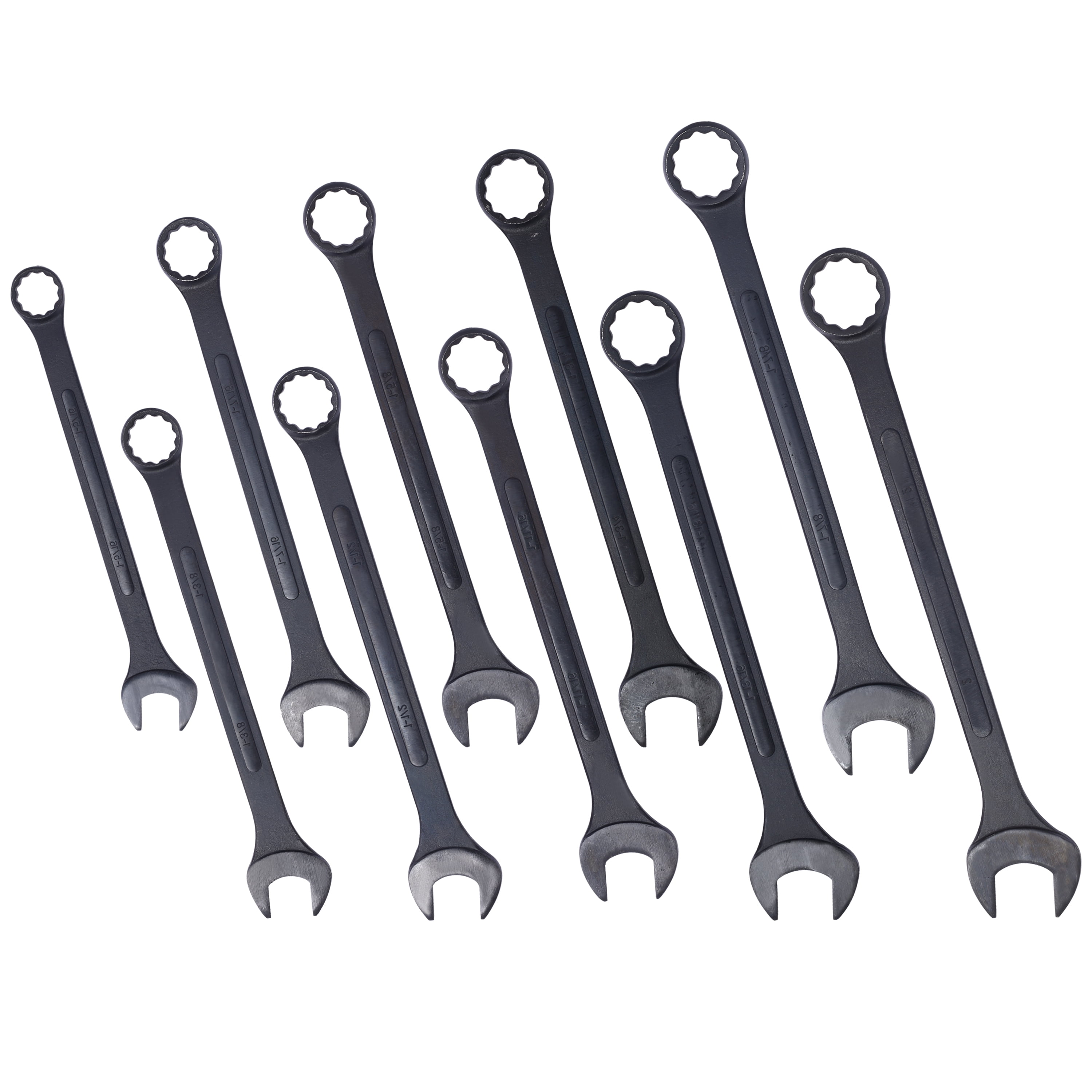 SAE Jumbo Combination Wrench Set Extra Large,10 PC SAE Black-Oxide ...