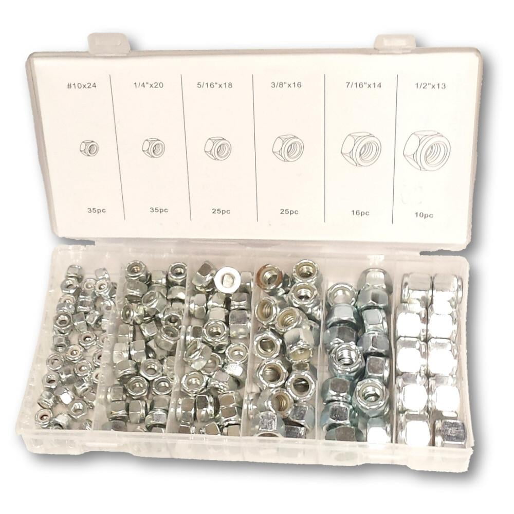 SAE 146 Pc Assorted Sizes Nylon Insert Lock Nut Hardware Kit for ...