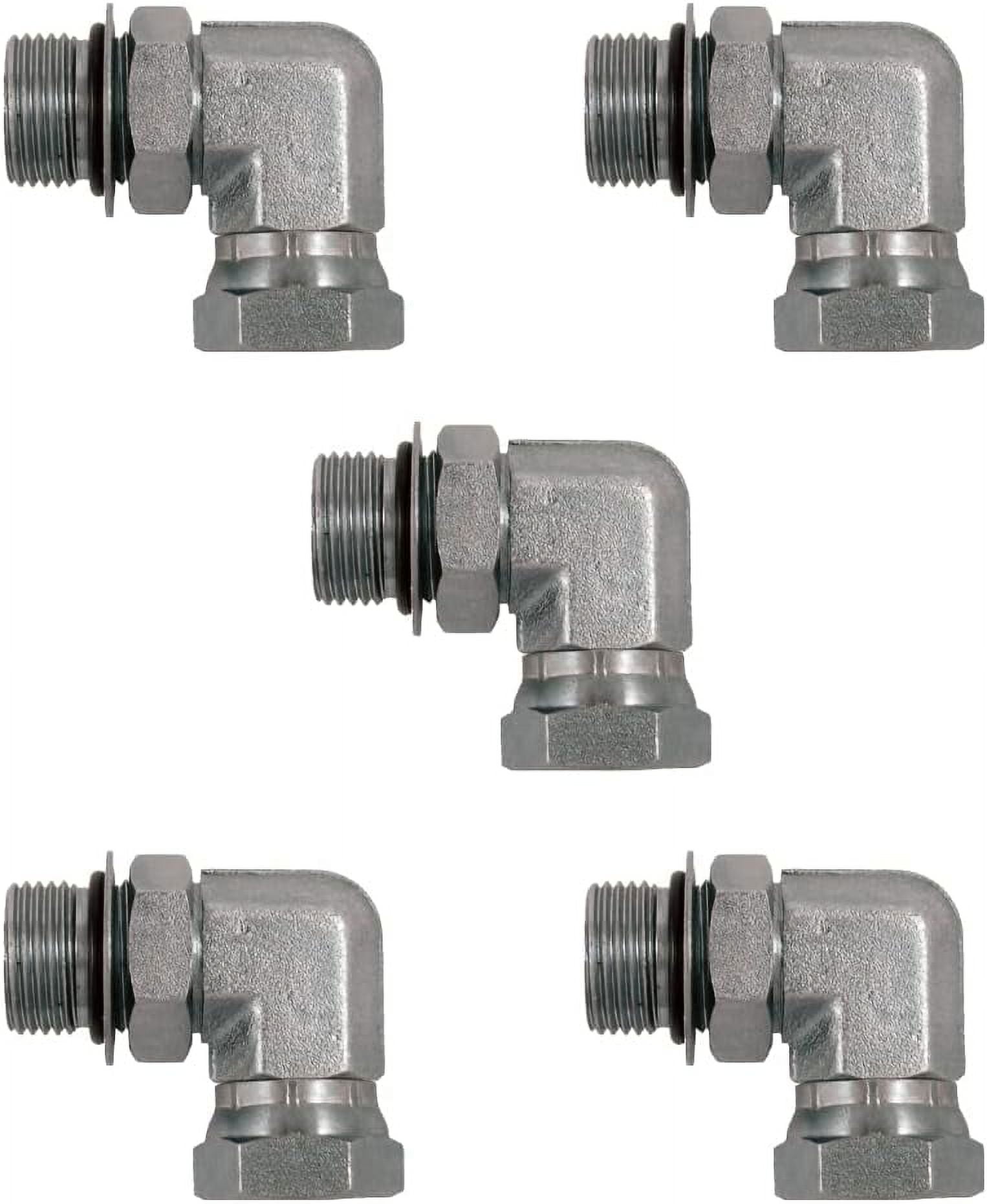 SAE/ORB Male x 1" NPSM Female 90 Degree Elbow/Corner Joiner Hydraulic Swivel Adapter Fitting (5 ...