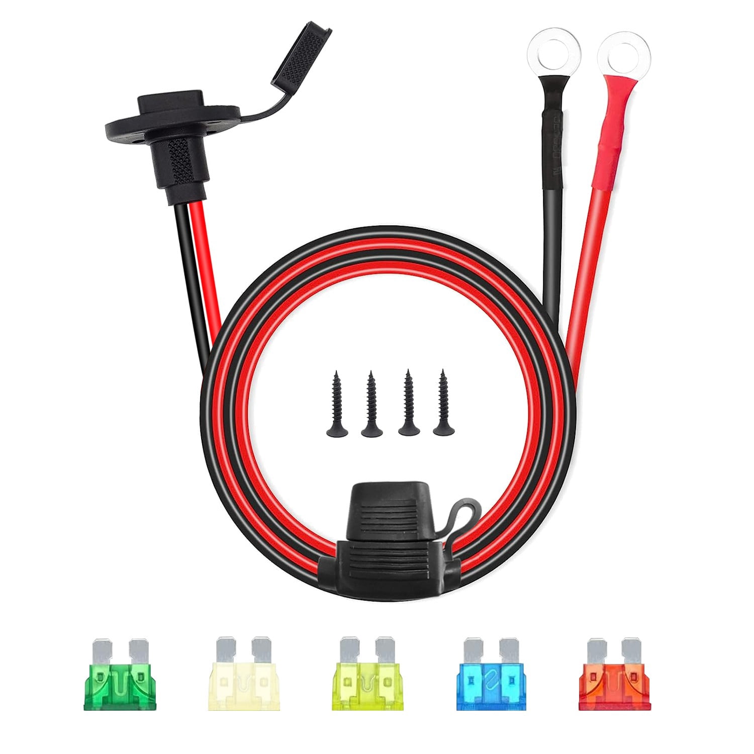 SAE Power Socket Sidewall Port to O Ring Terminal Connector, 10AWG 2FT ...