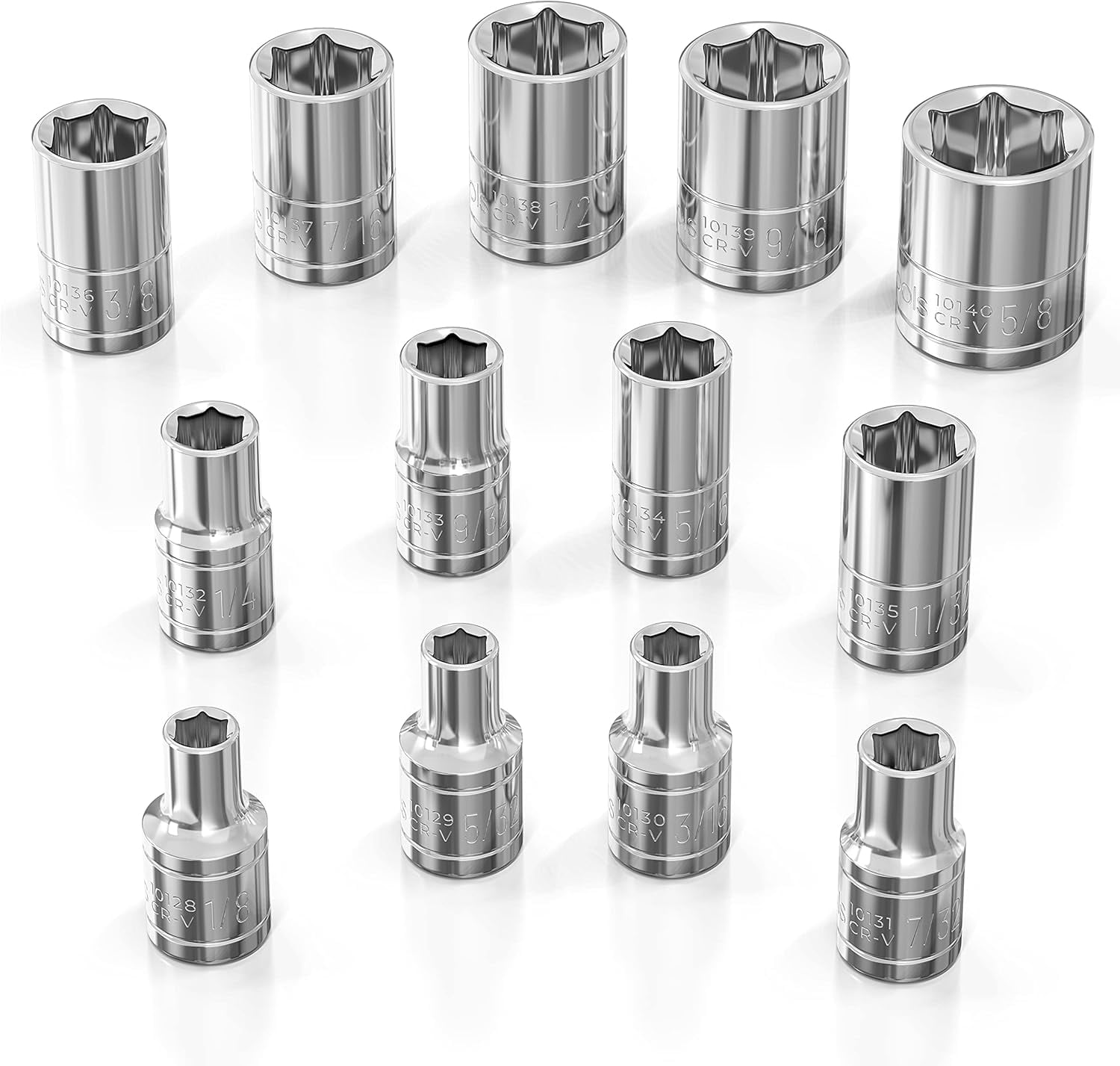 SAE Shallow Socket Set - 1/4-Inch Drive, 13 count - 6-Point Chrome ...