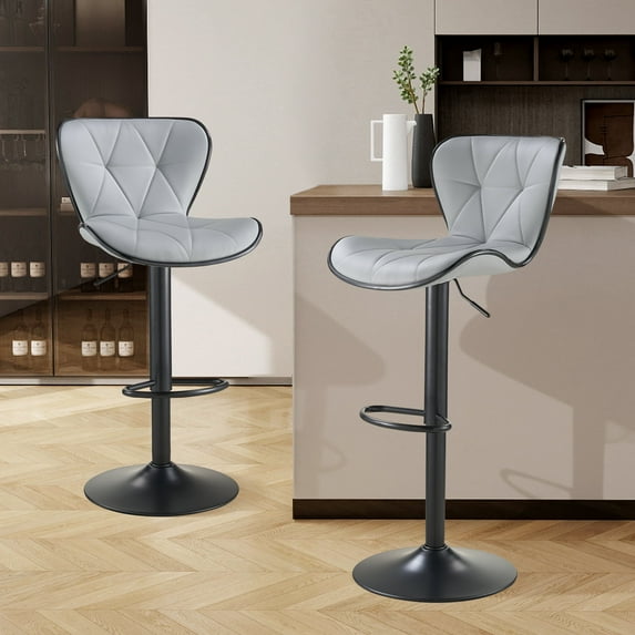 SAETSFEG Bar Stools Set of 2, Adjustable Swivel Bar Stool with Backrest ...