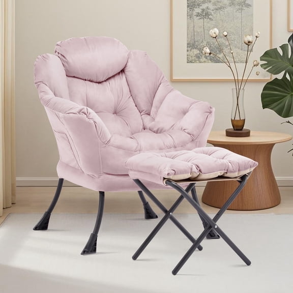 SAETSFEG Lazy Chair with Ottoman, Comfy Accent Lounge Chair with Side ...