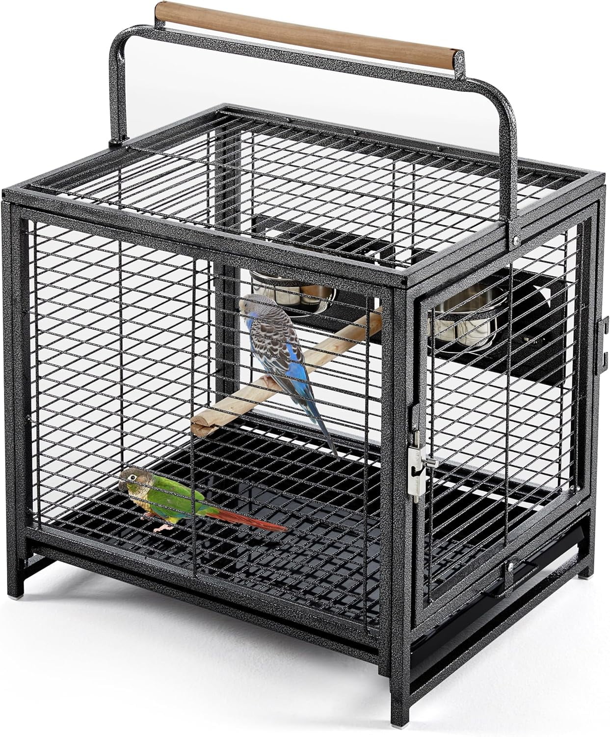 SAEWUD 25.5'' Wrought Iron Bird Travel Carrier Cage Parrot Cage with ...