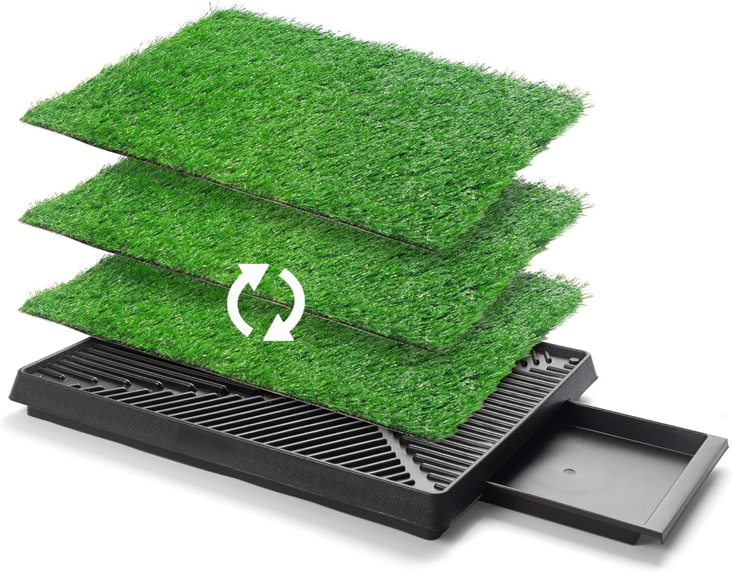 SAEWUD 25" x 20" Dog Grass Pad with Tray, 3PCS Washable Artificial ...