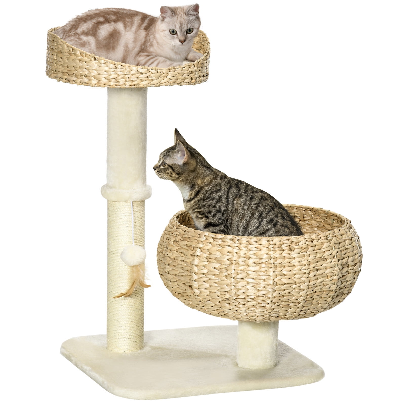 SAEWUD 28" Modern Elevated Cat Bed with Sisal Scratching Post and ...