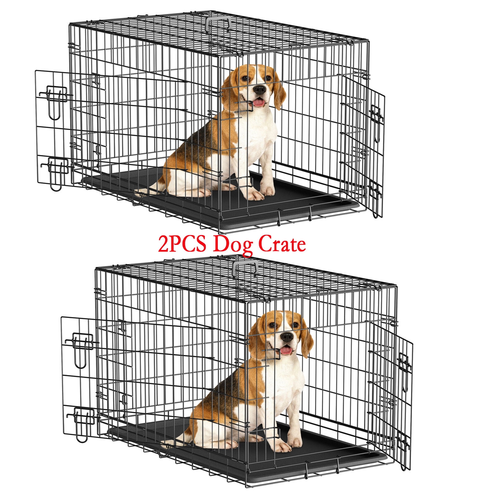 SAEWUD 2PCS 36 Inch Dog Crates for Medium Small Dogs Folding Mental ...