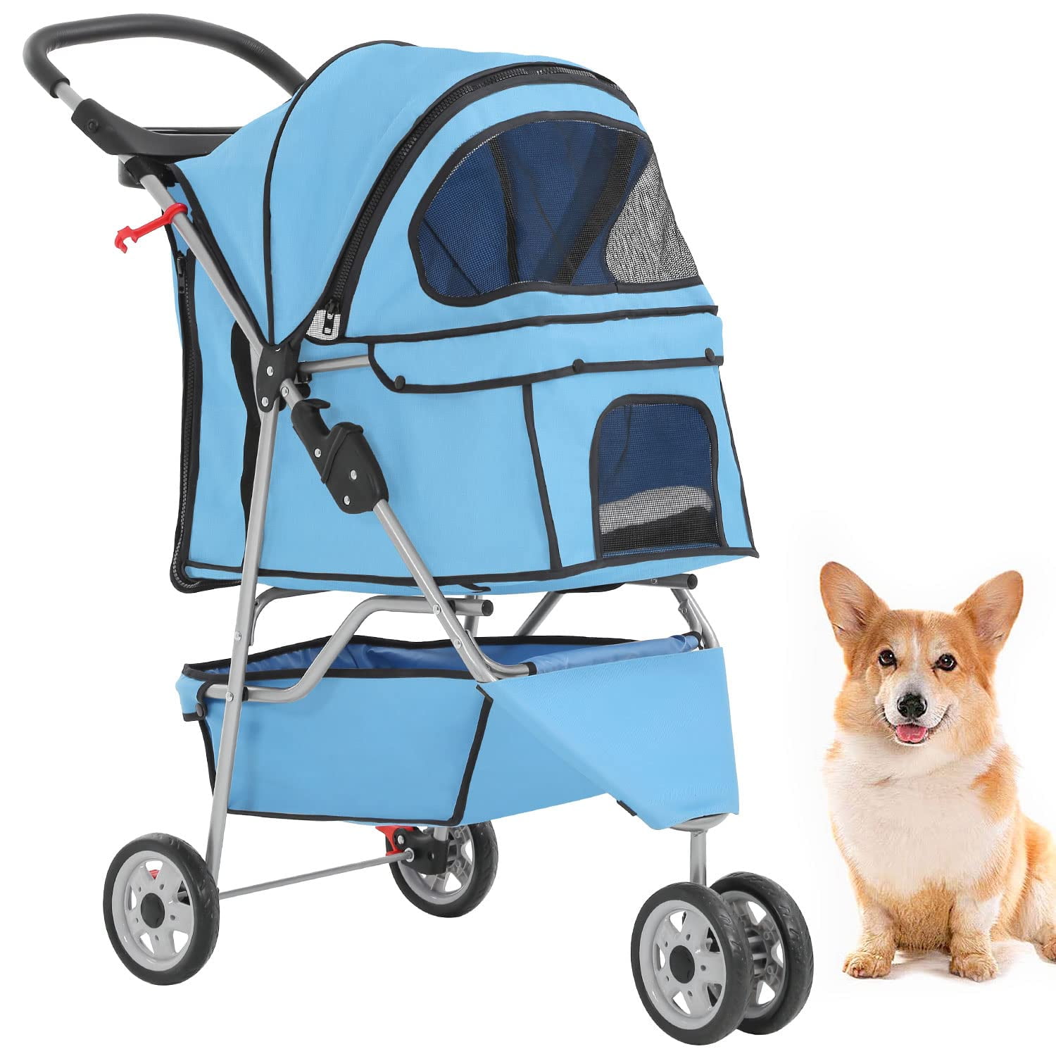 SAEWUD 3-Wheel Pet Stroller - Dog Stroller, Cat Cage Jogger, Travel ...