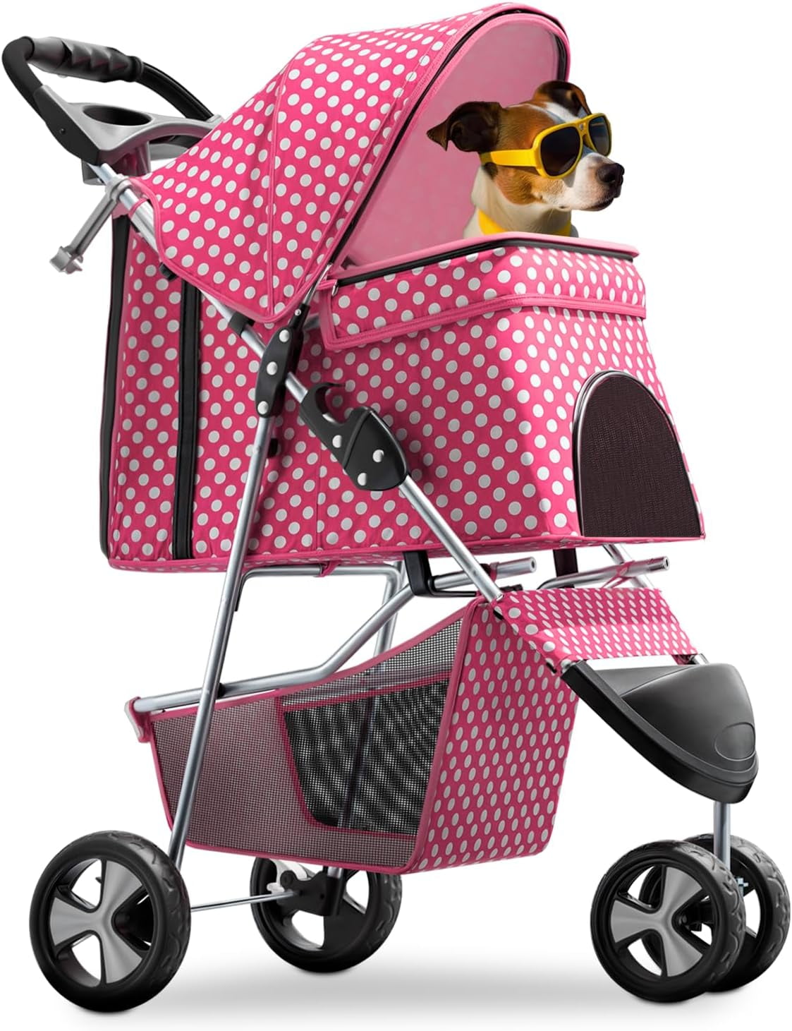 SAEWUD 3-Wheel Pet Stroller, Foldable Jogger for Small & Medium Dogs ...