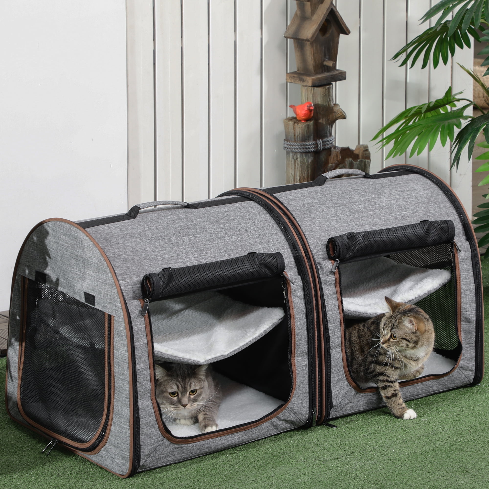 SAEWUD 39" Portable Soft-Sided Cat Carrier, Cat Kennel, Travel Dog ...