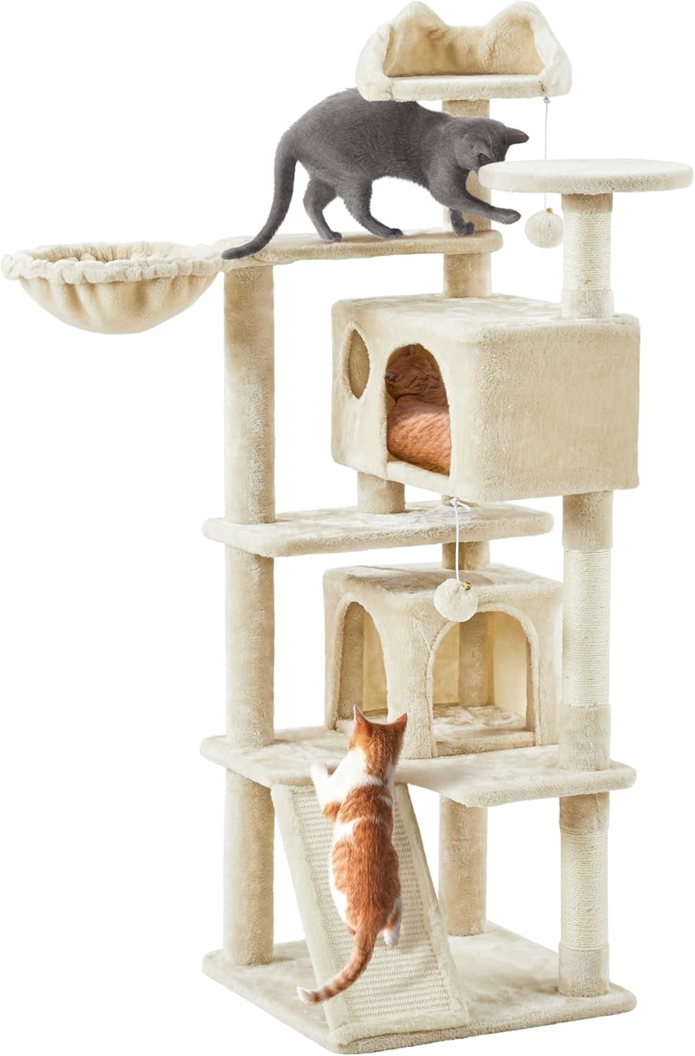 SAEWUD 57in Multi-Level Cat Tree for Large Cats - Luxurious Cat ...