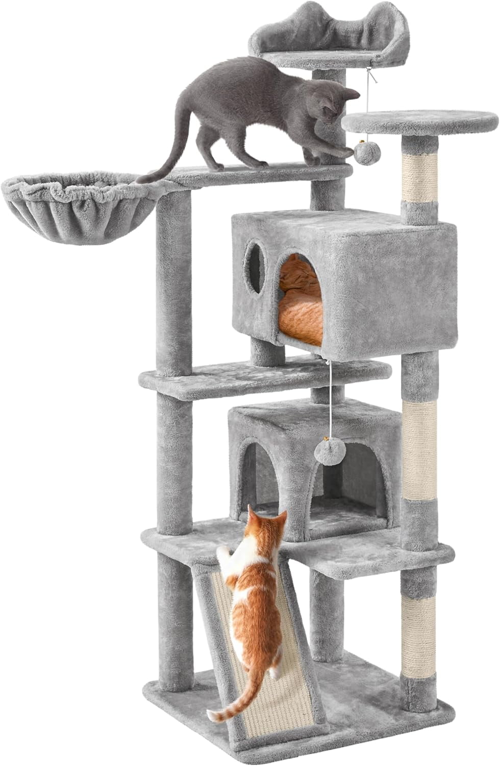 SAEWUD 57in Multi-Level Cat Tree for Large Cats - Luxurious Cat ...