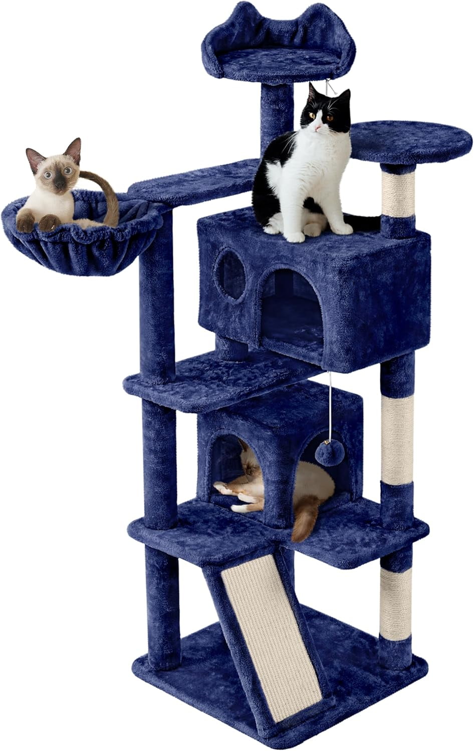 SAEWUD 57in Multi-Level Cat Tree for Large Cats - Luxurious Cat ...