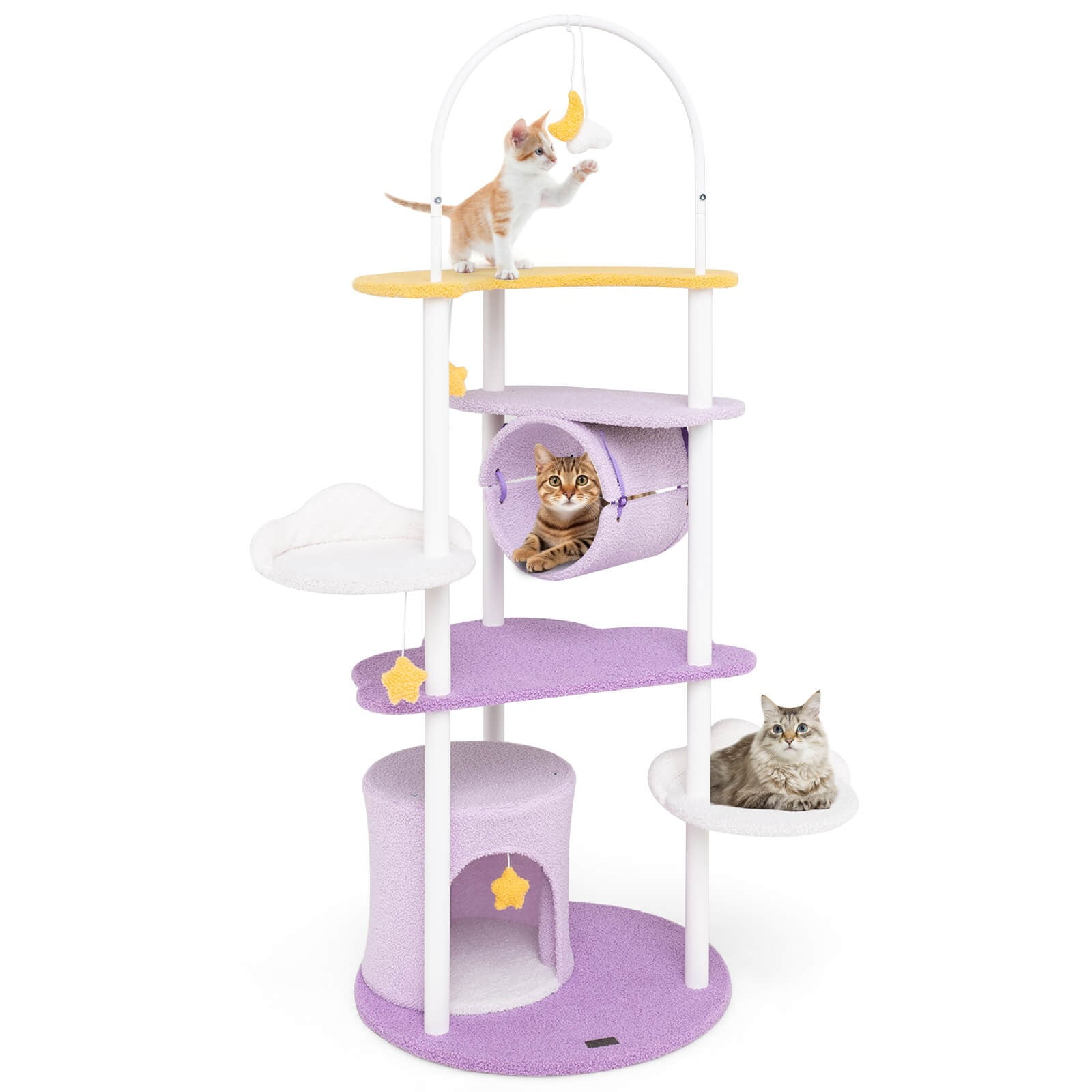 SAEWUD 62" Cat Tree Multi-Level Tower with Moon Perch, Cloud Platform ...