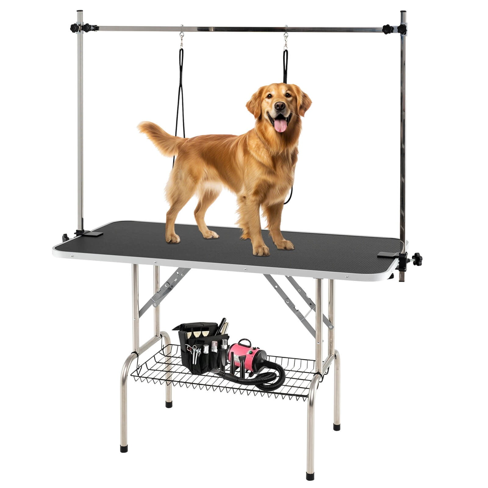 SAEWUD Adjustable Pet Grooming Table with Heavy-Duty H-Frame ...