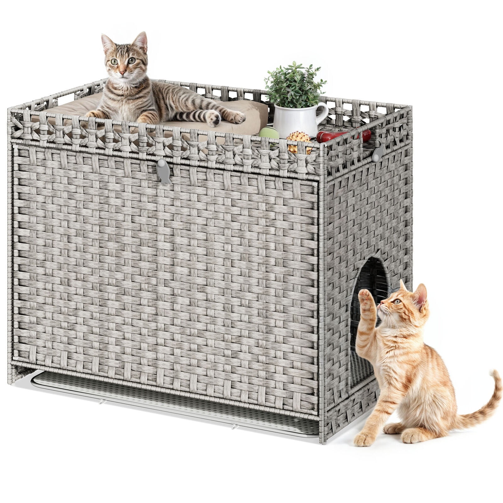 SAEWUD Cat Litter Box Enclosure Furniture Hidden, Pet House Litter Box ...