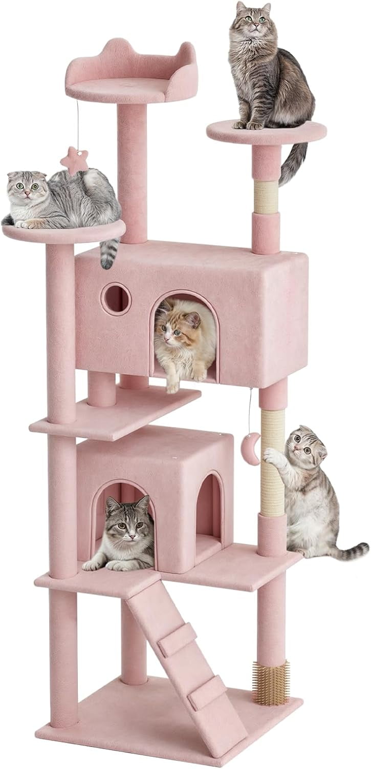 SAEWUD Cat Tree 70" Cats Tower for Indoor Cats, Multi-Level Cat Condo ...