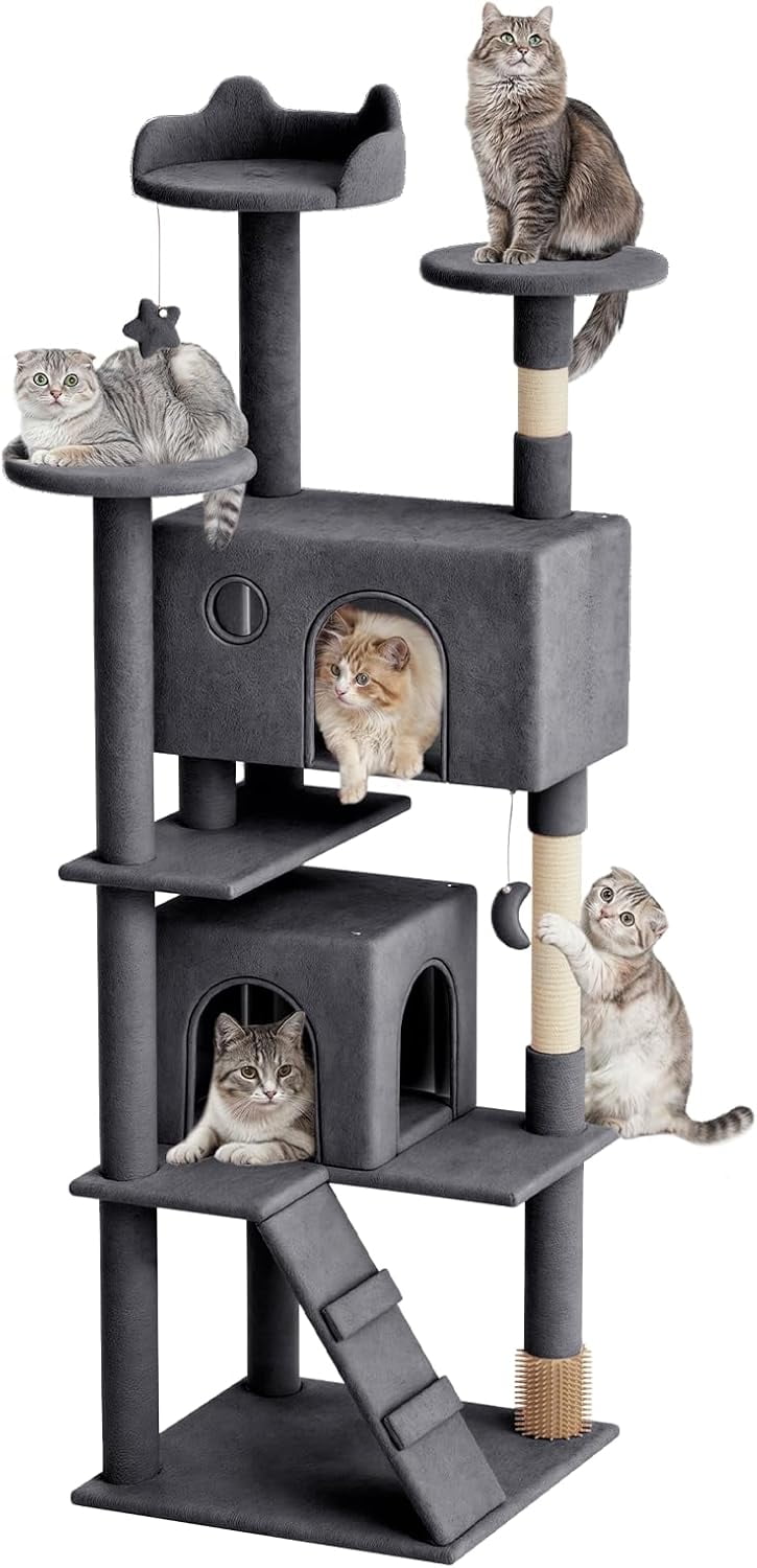 SAEWUD Cat Tree 70" Cats Tower for Indoor Cats, Multi-Level Cat Condo ...