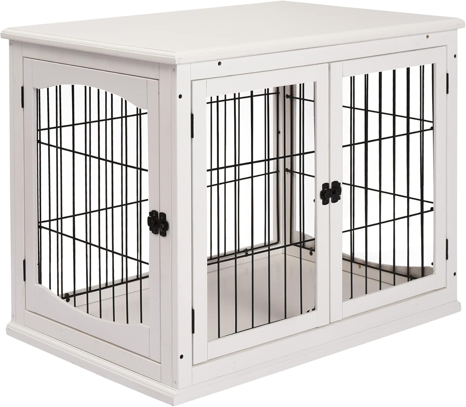 SAEWUD Dog Crate Furniture, Small Dog Cage End Table with Two Opening ...