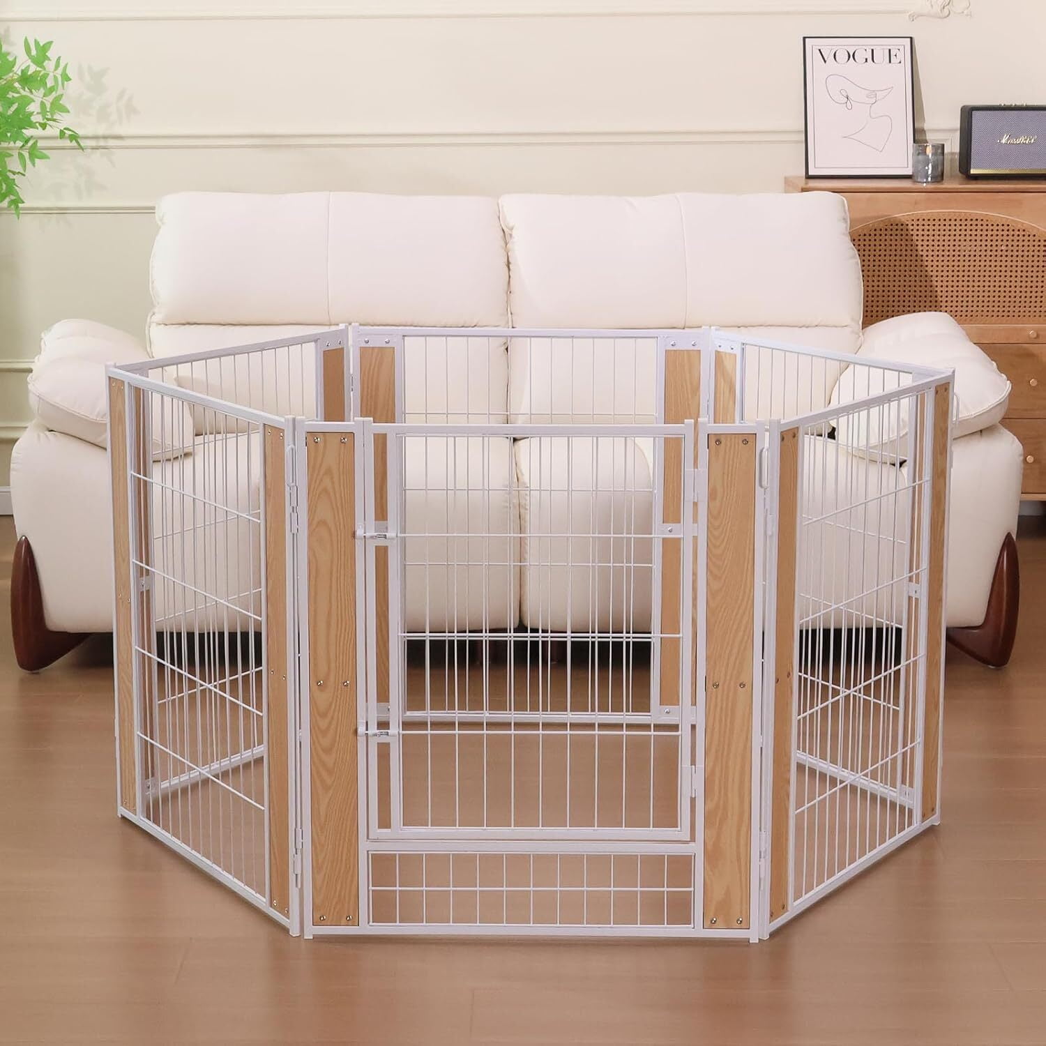 SAEWUD Dog Exercise Playpen Expandable Dog Cage Heavy Duty Foldable Dog ...
