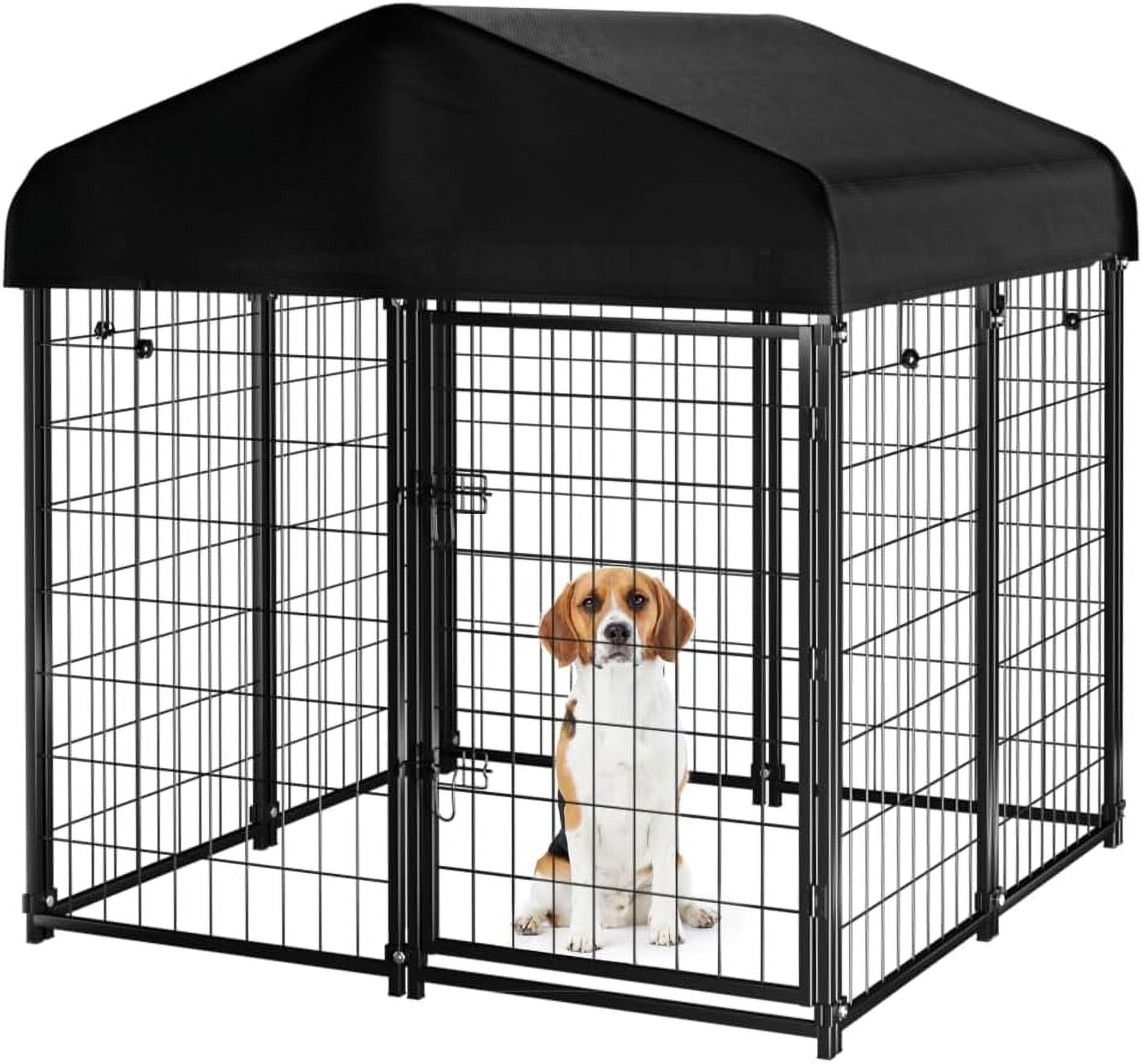SAEWUD Dog Kennel Outdoor with Roof, 4'x4.2'x4.5' Welded Wire Dog ...