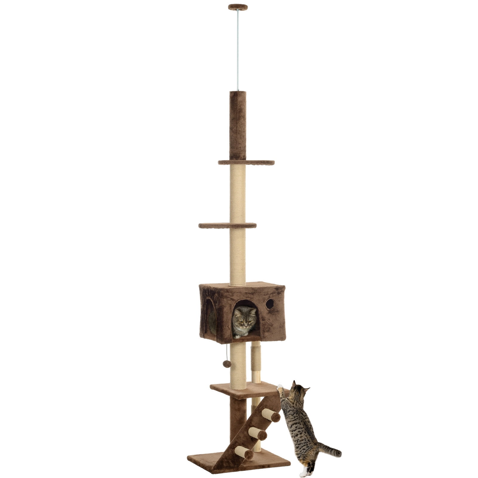 SAEWUD Floor to Ceiling Cat Tree, Adjustable Height 89"-104", Multi ...