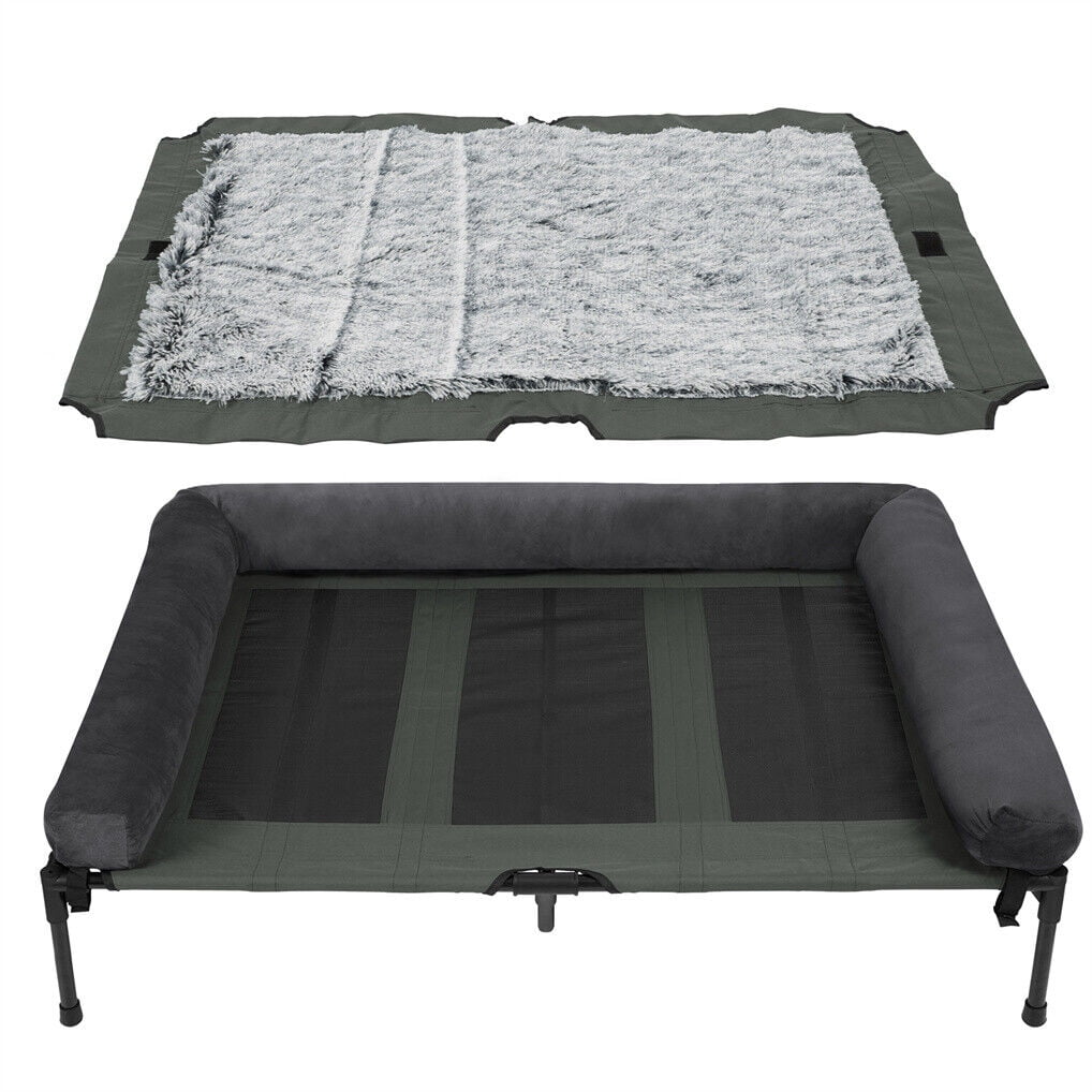 SAEWUD Foldable Elevated Dog Bed with Bolsters, Large Raised Pet Cot ...