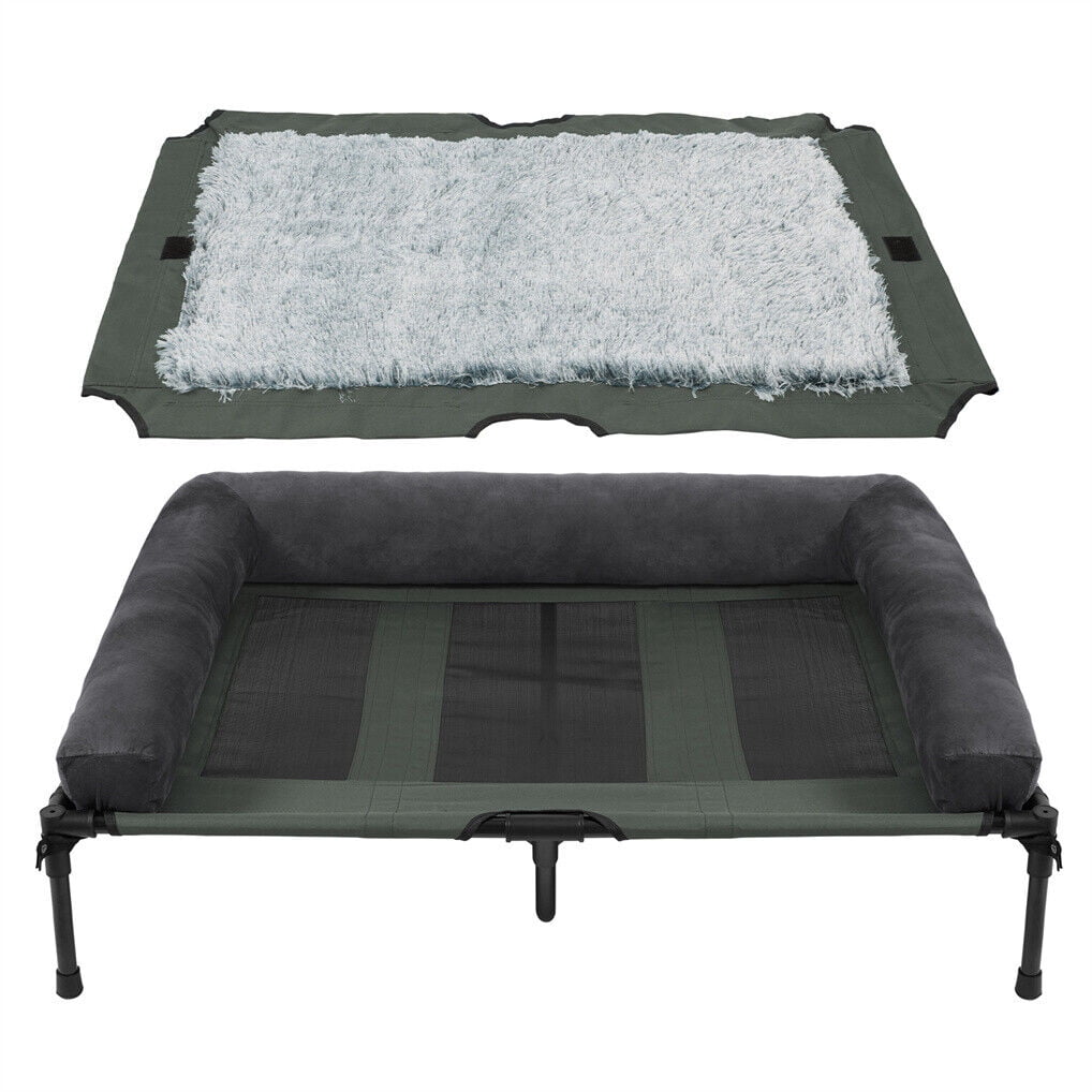 SAEWUD Foldable Elevated Dog Bed with Bolsters, Large Raised Pet Cot ...