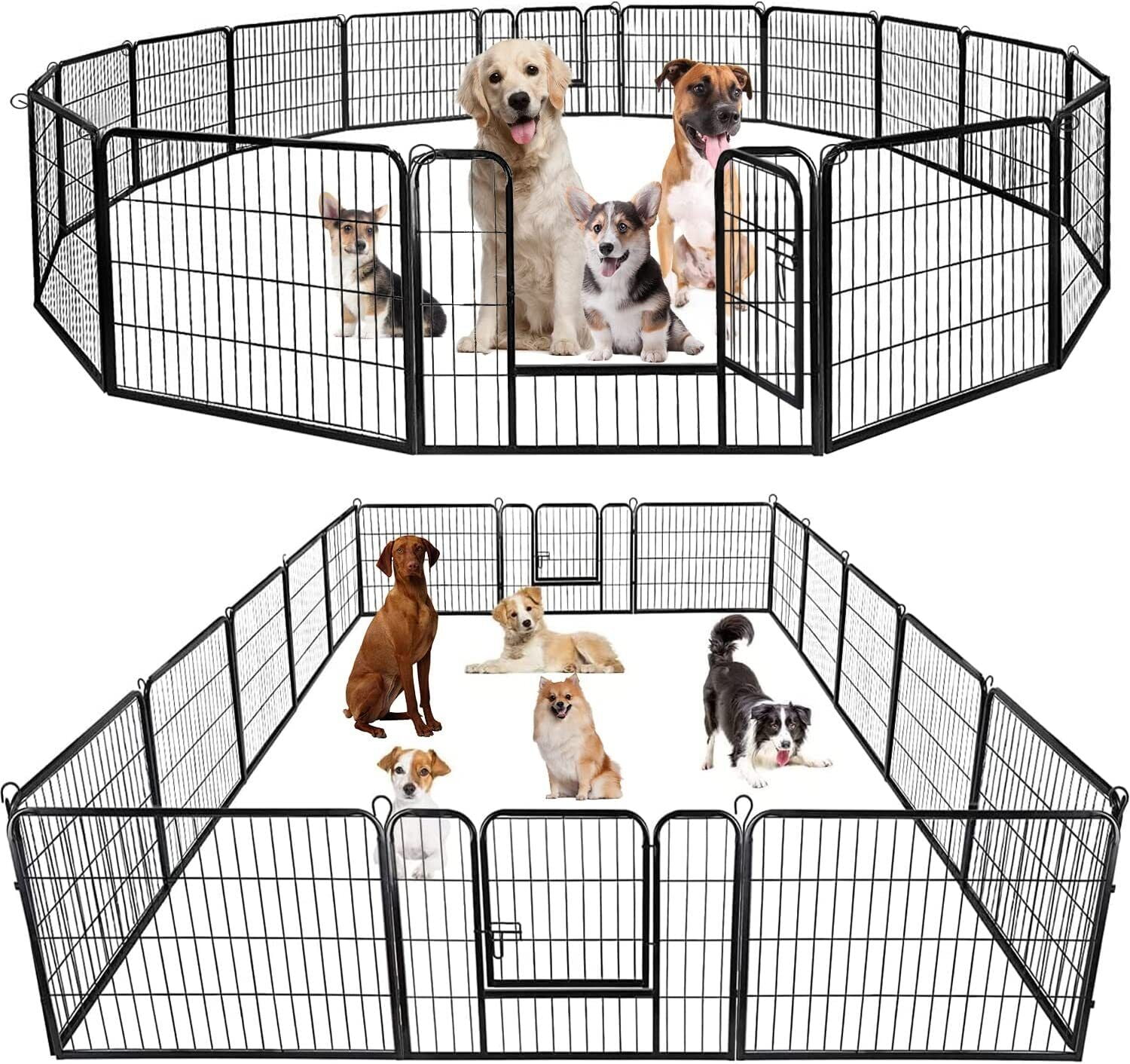 SAEWUD Heavy Duty Dog Playpen, 24"/32"/40" Height, 8/16/24/32 Panels ...