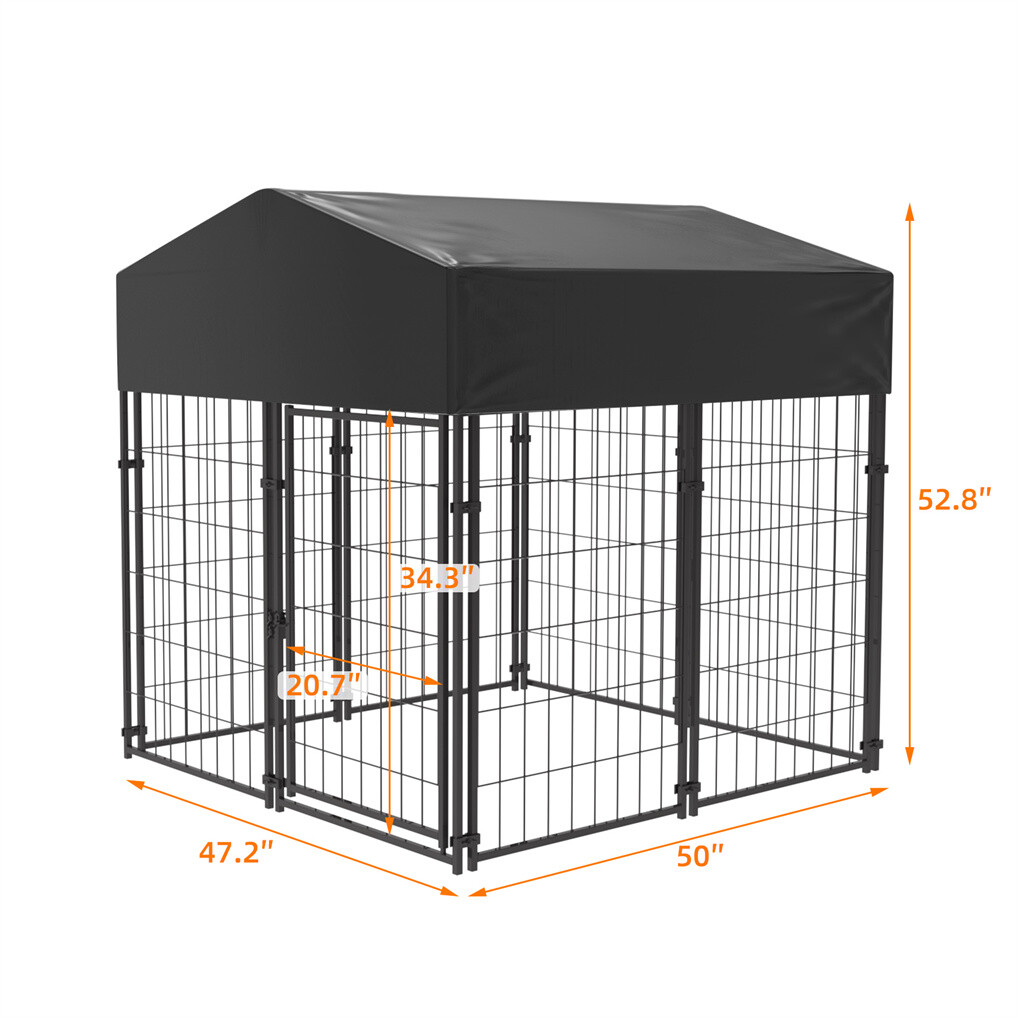 SAEWUD Large Outdoor Dog Kennel with Roof, Heavy Duty Welded Crate ...