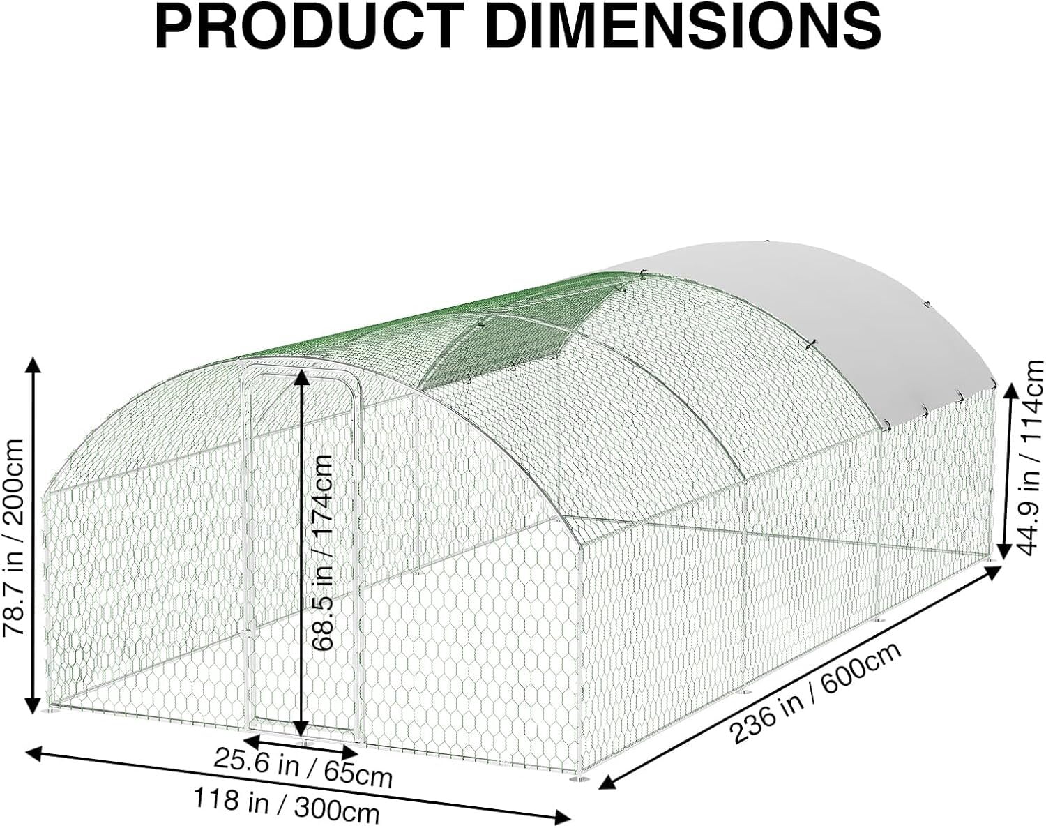 SAEWUD Large Round Walk-in Metal Chicken Coop with Weatherproof Cover ...