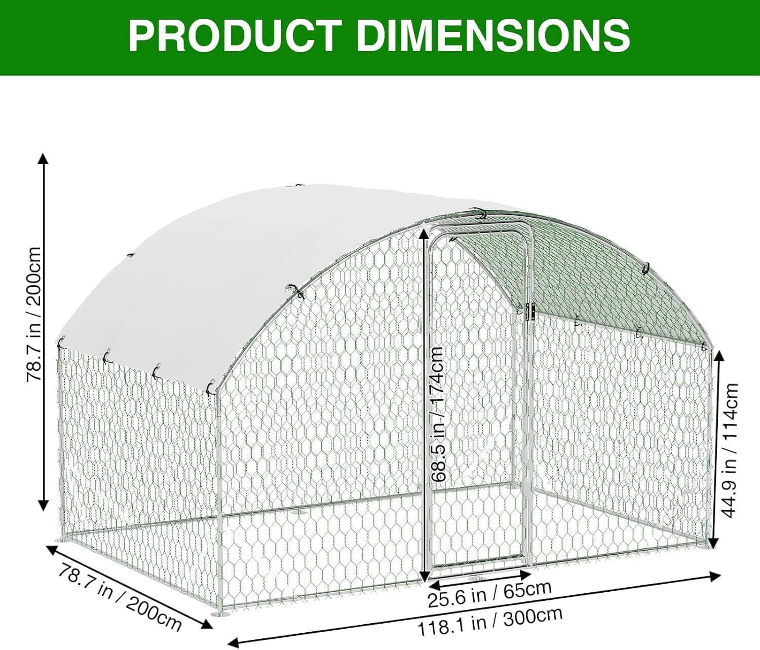SAEWUD Large Round Walk-in Metal Chicken Coop with Weatherproof Cover ...