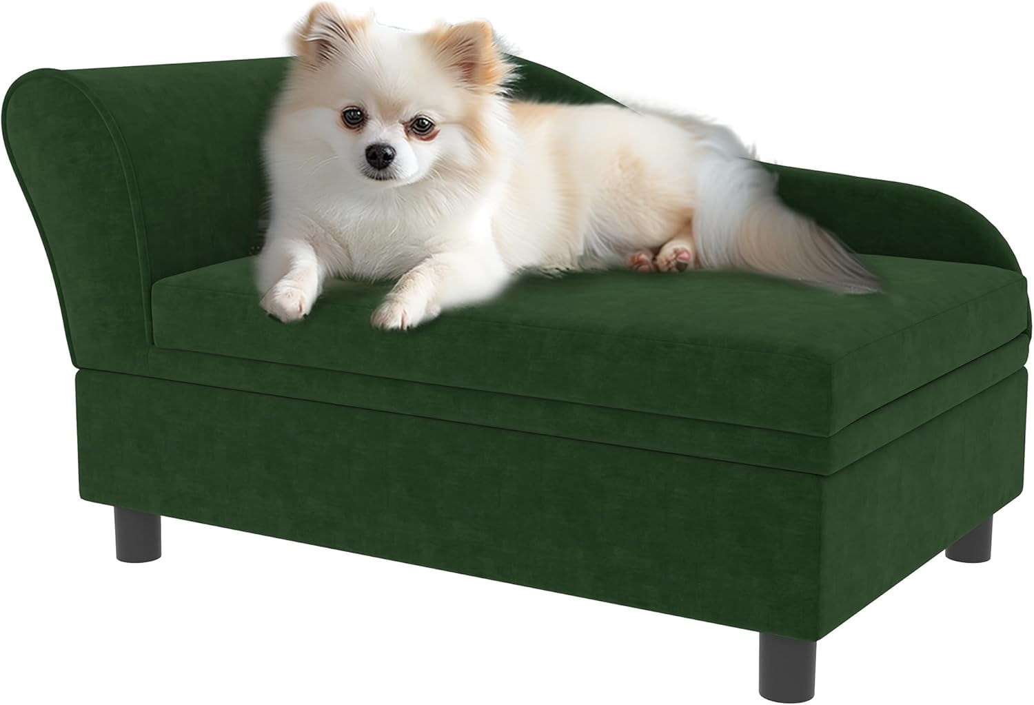 SAEWUD Modern Dog Couch with Hidden Storage, Small Dog Sofa Bed with 2 ...