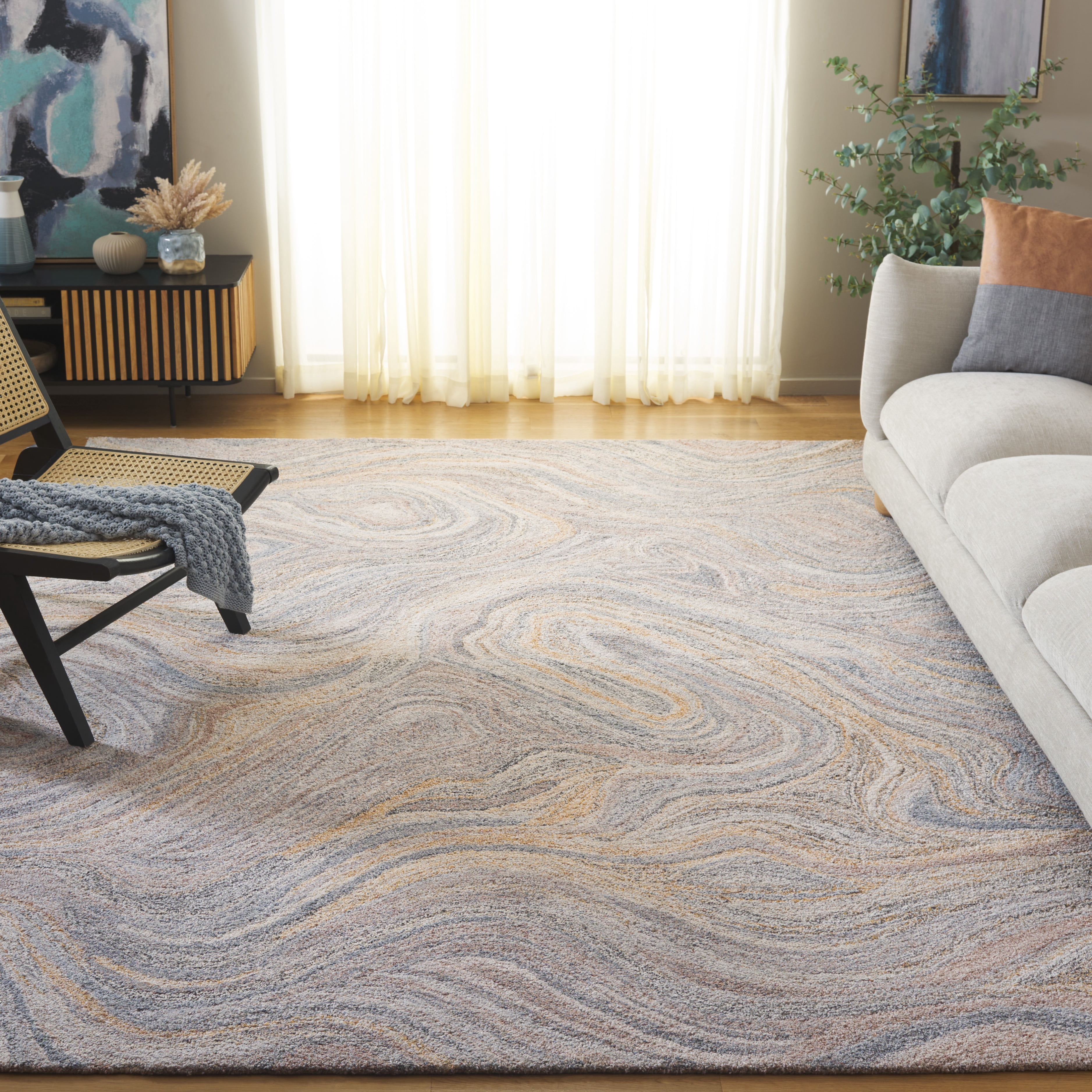 SAFAVIEH Abstract Allure Corina Swirl Area Rug, Gray/Brown, 8' x 10 ...