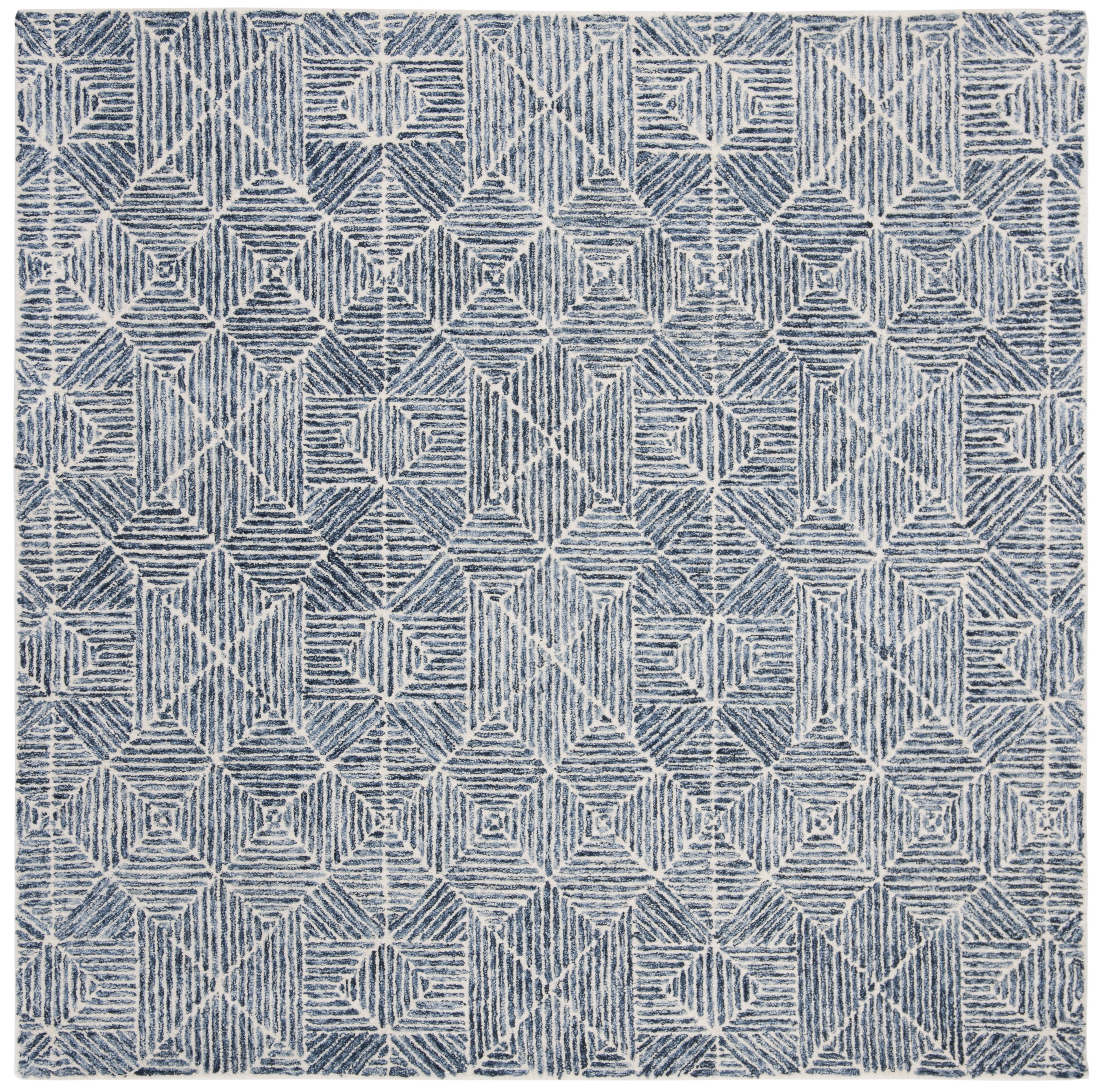 SAFAVIEH Abstract Brock Geometric Area Rug, Blue/Ivory, 10' x 10 ...