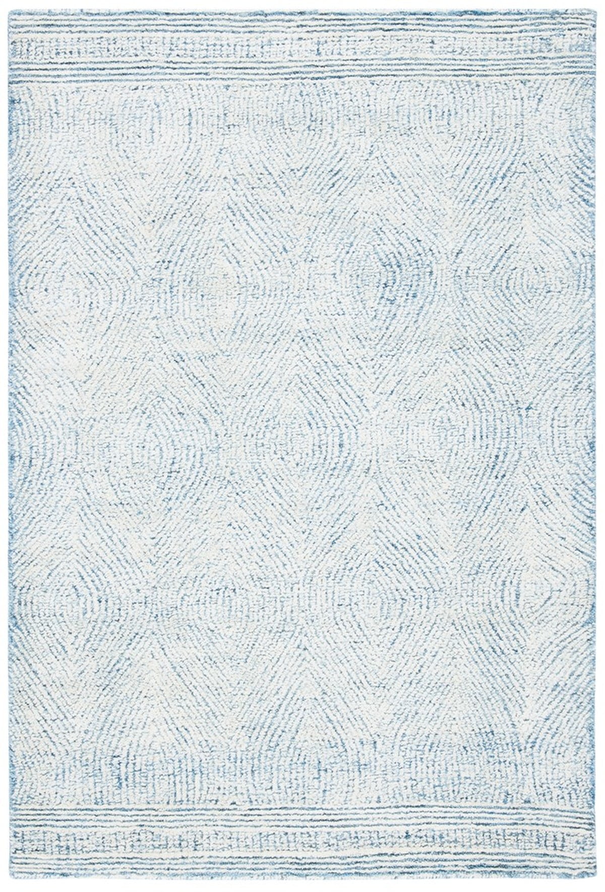 SAFAVIEH Abstract Caelestinus Geometric Wool Area Rug, Ivory/Blue, 5' x ...