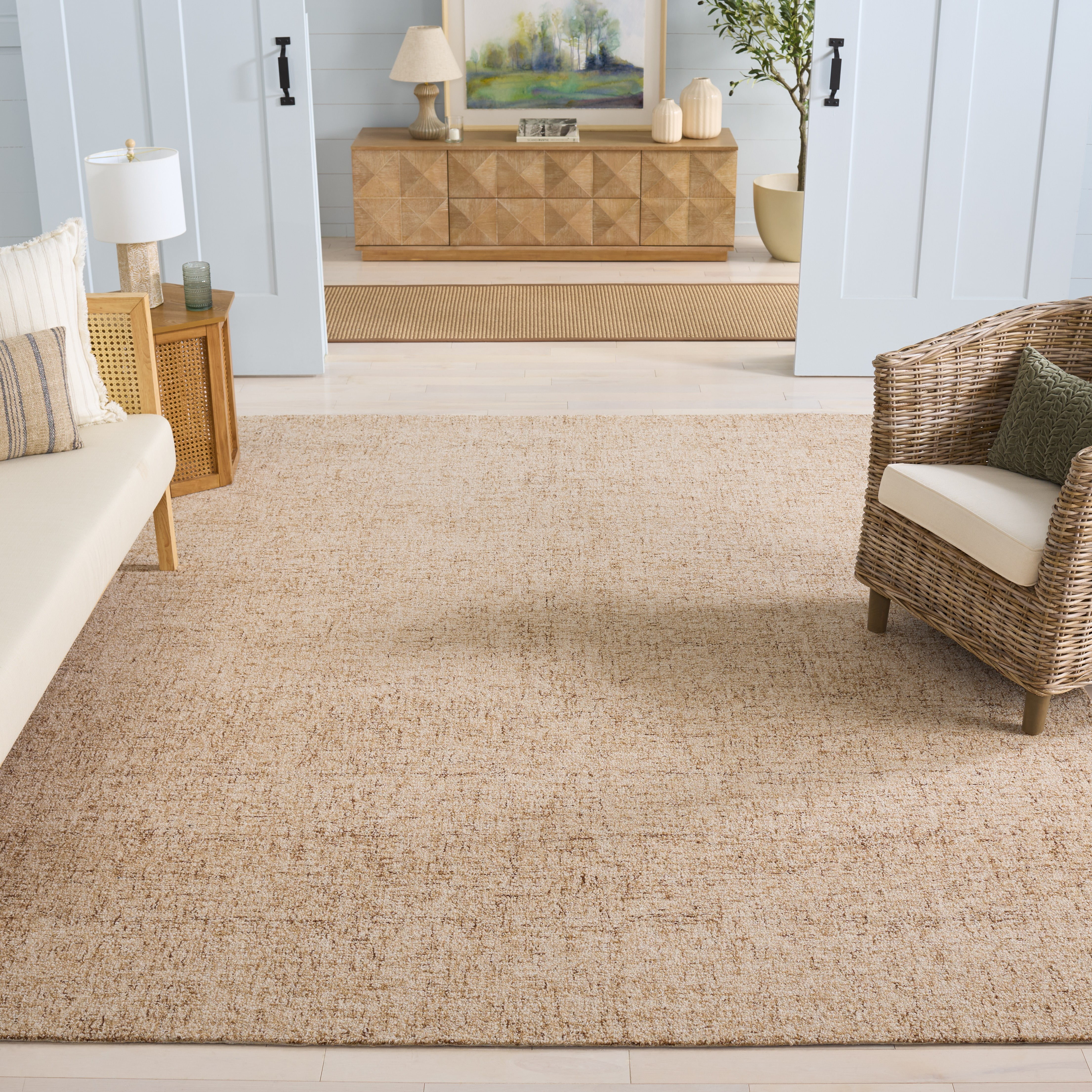 SAFAVIEH Abstract Carina Solid Area Rug, Light Brown/Ivory, 8' x 10 ...