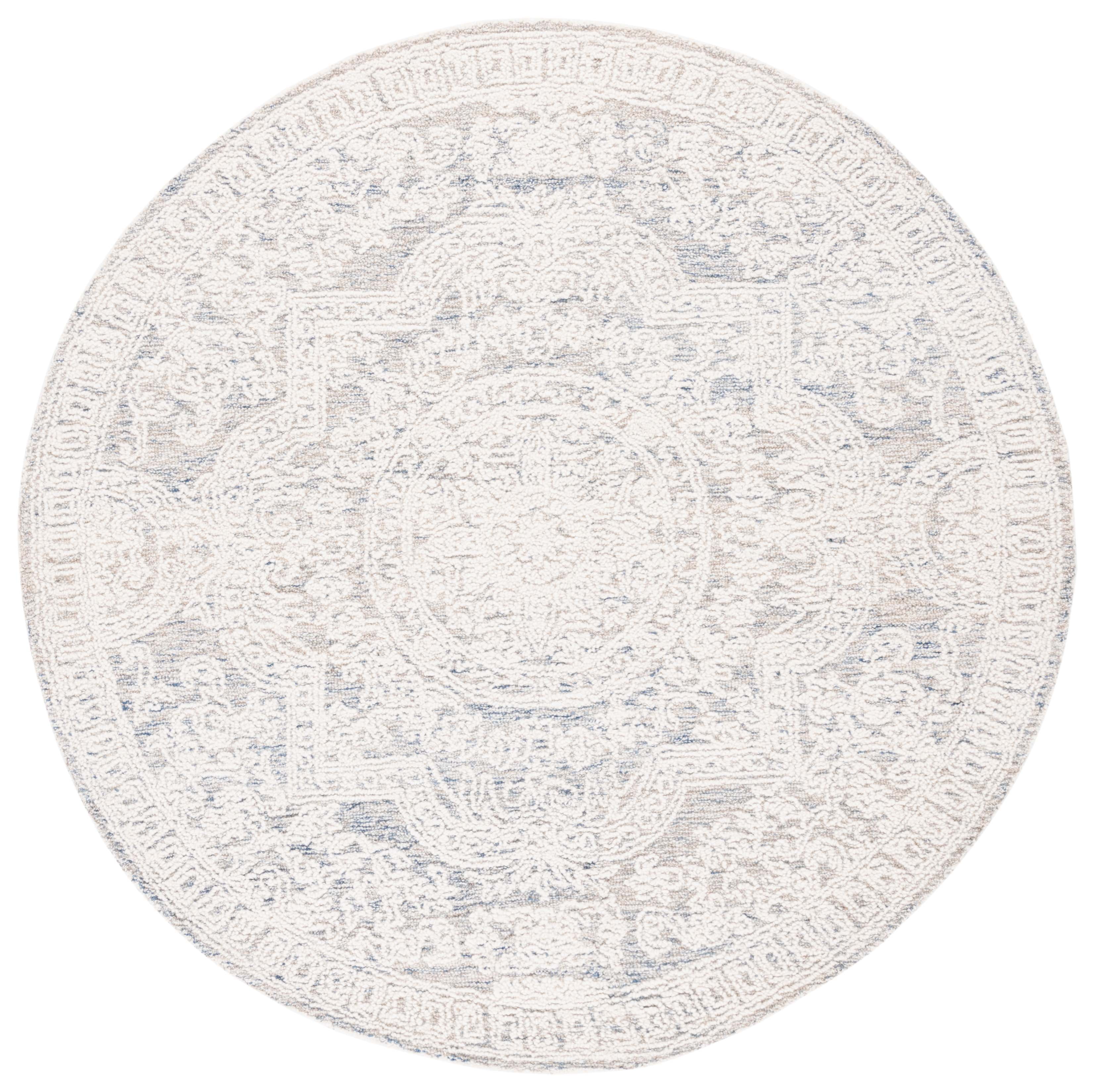 SAFAVIEH Abstract Carter Oriental Area Rug, Ivory/Blue, 6' x 6' Round ...