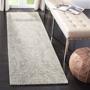 SAFAVIEH Micro-Loop Britton Floral Bordered Wool Area Rug, Light Grey ...