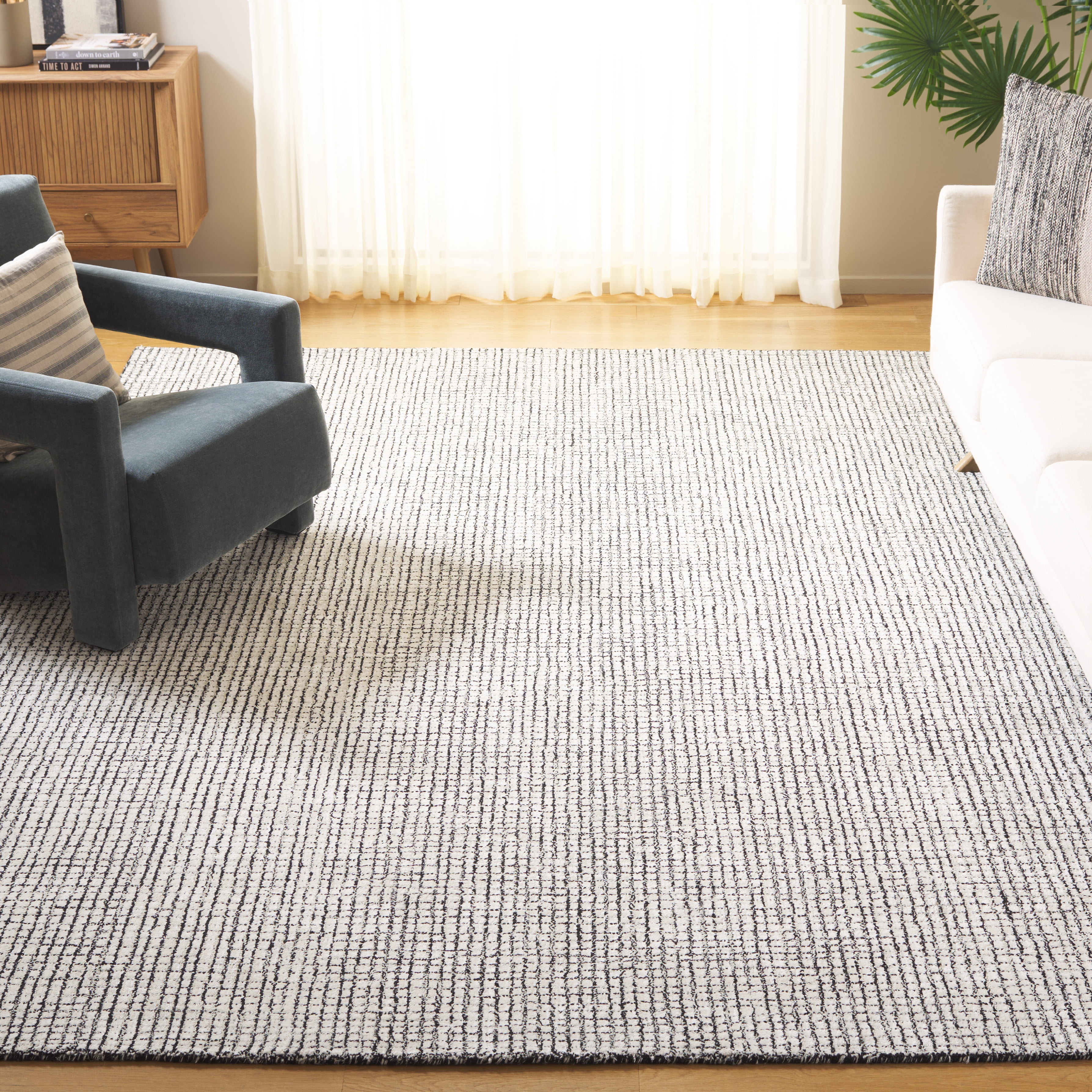 SAFAVIEH Abstract Dalia Geometric Area Rug, Ivory/Black, 9' x 12 ...