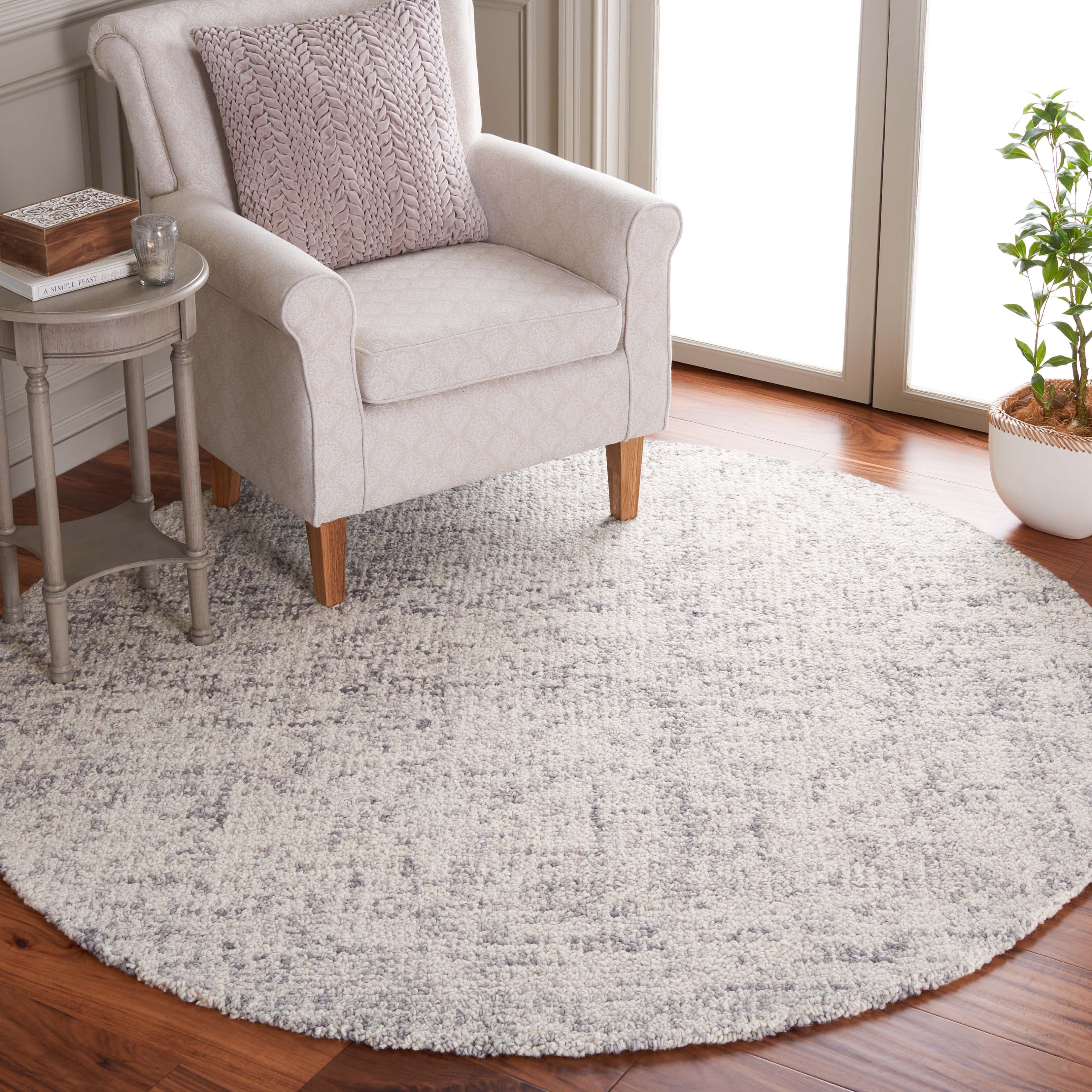 SAFAVIEH Abstract Ethelyn Solid Area Rug, Gray/Ivory, 6' x 6' Round ...