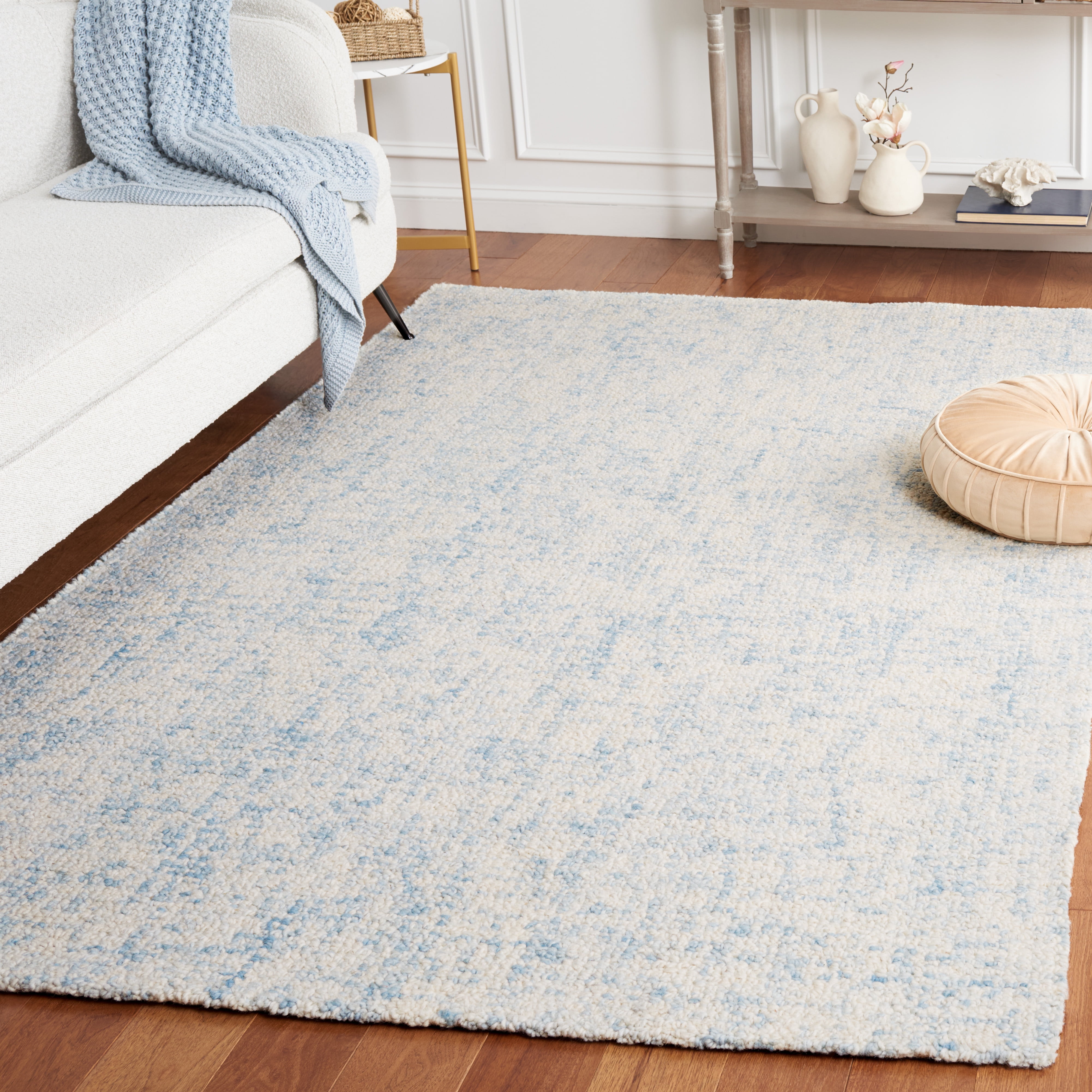 SAFAVIEH Abstract Ethelyn Solid Area Rug, Light Blue/Ivory, 4' x 6 ...