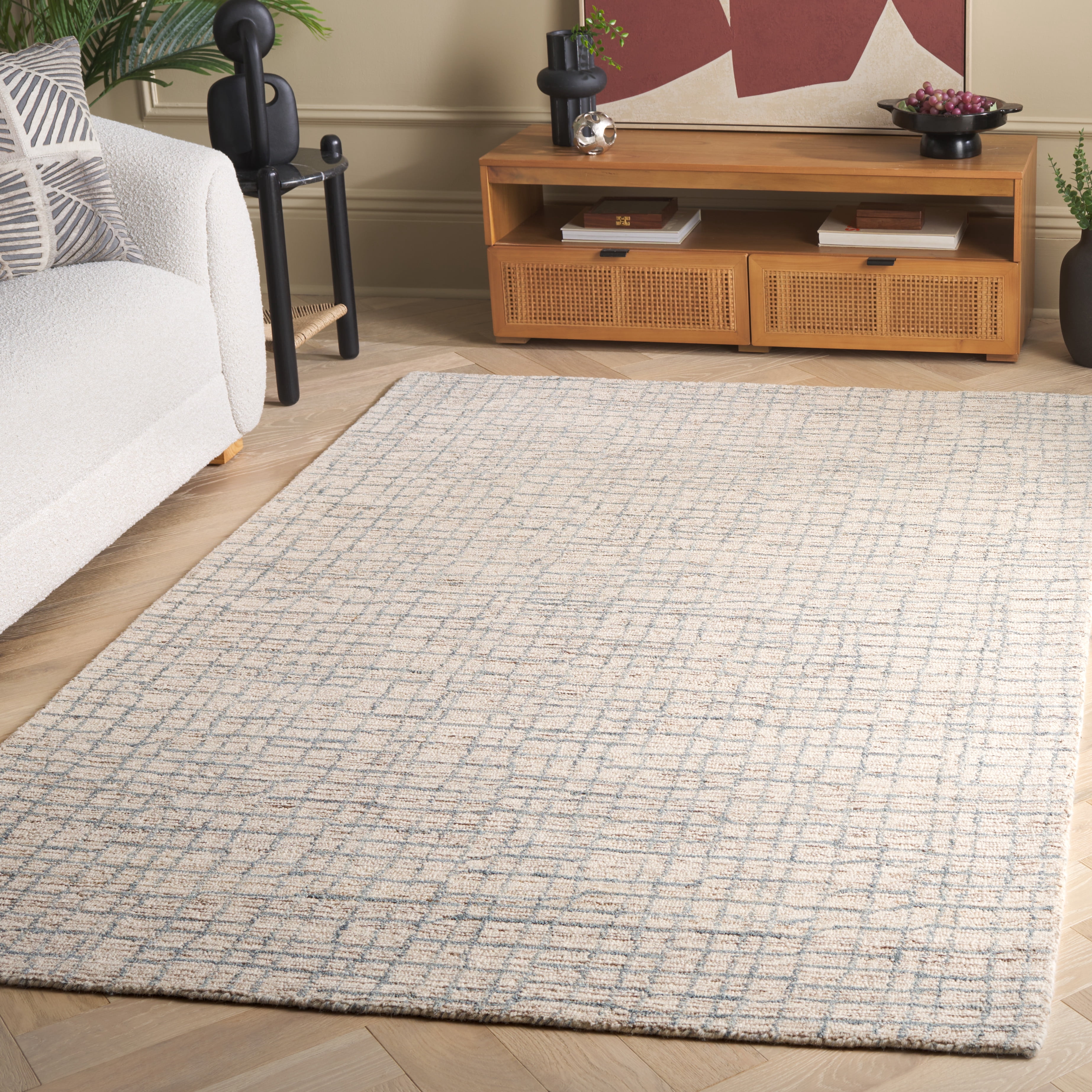 SAFAVIEH Abstract Kimberly Abstract Area Rug, Ivory/Light Blue, 6' x 9 ...