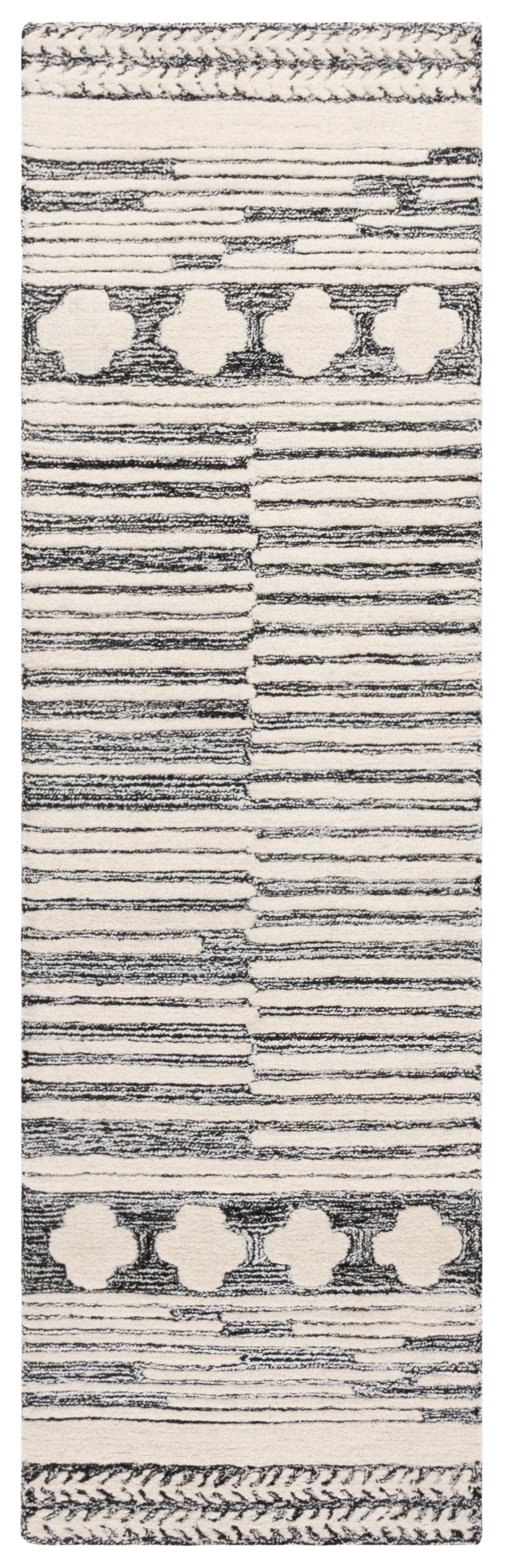 SAFAVIEH Abstract Layne Abstract Runner Rug, Black/Ivory, 2'3" x 8 ...