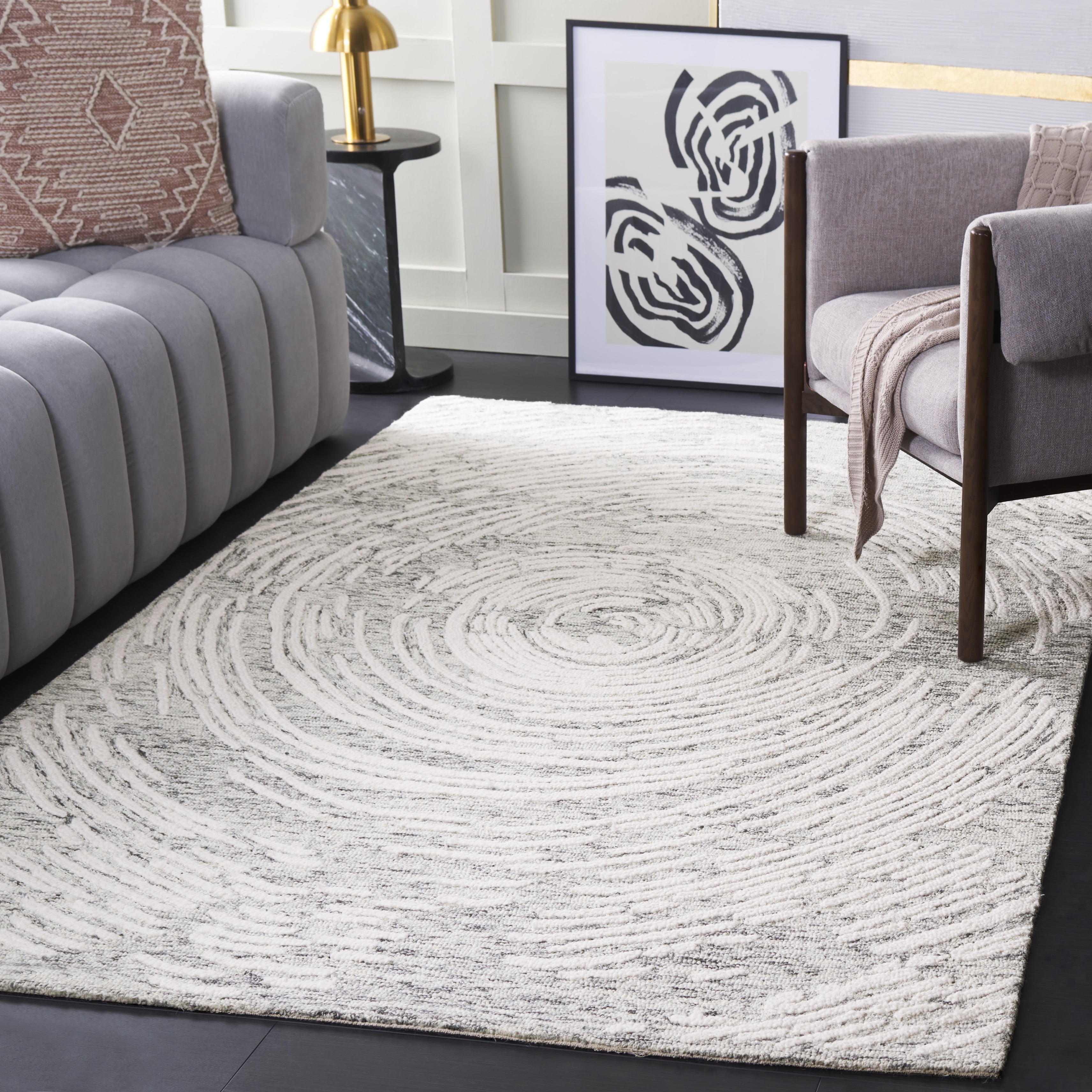 SAFAVIEH Abstract Luana Abstract Area Rug, Gray/Ivory, 5' x 8 ...