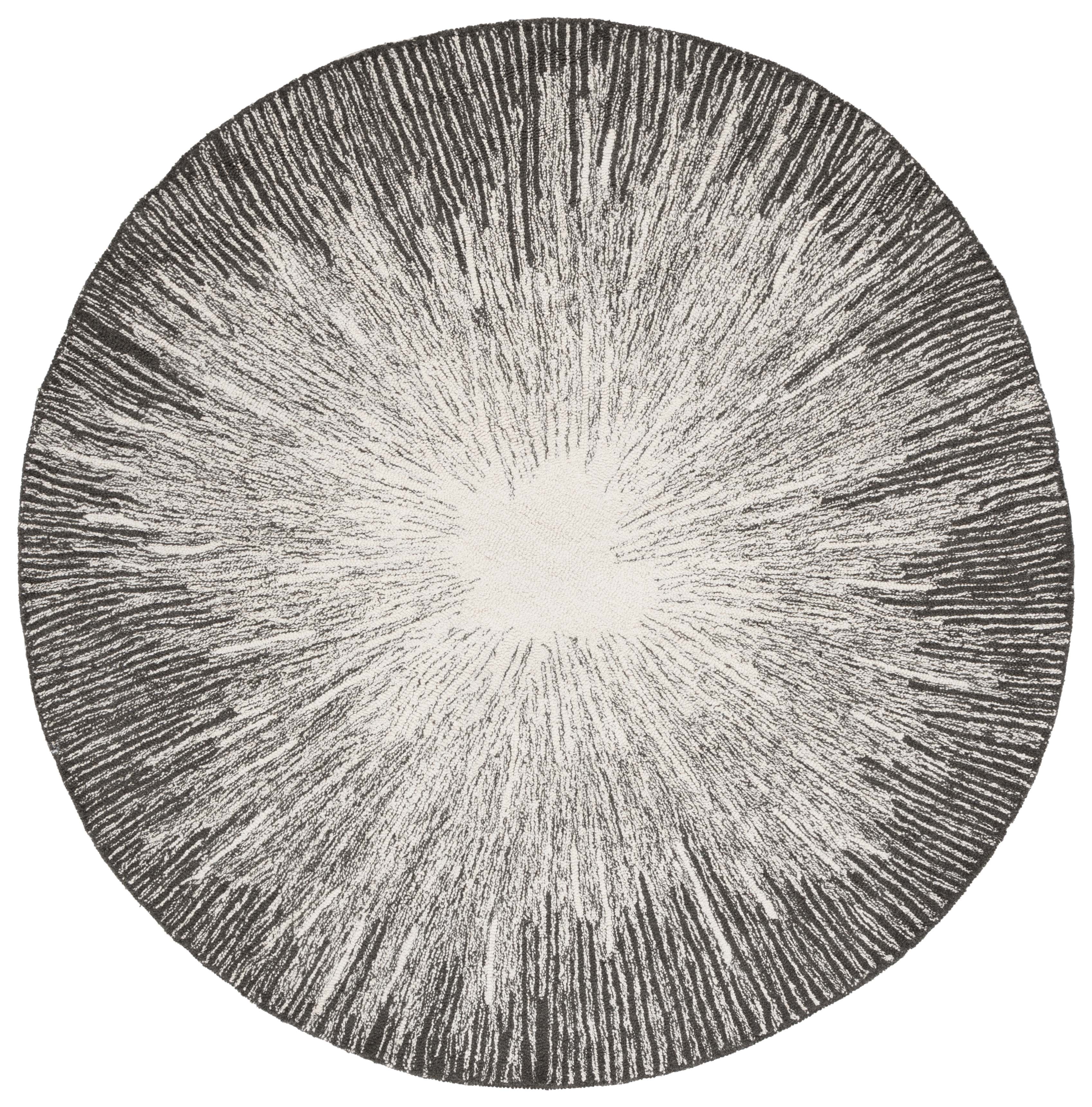 SAFAVIEH Abstract Olivera Radiate Area Rug, Ivory/Charcoal, 6' x 6 ...