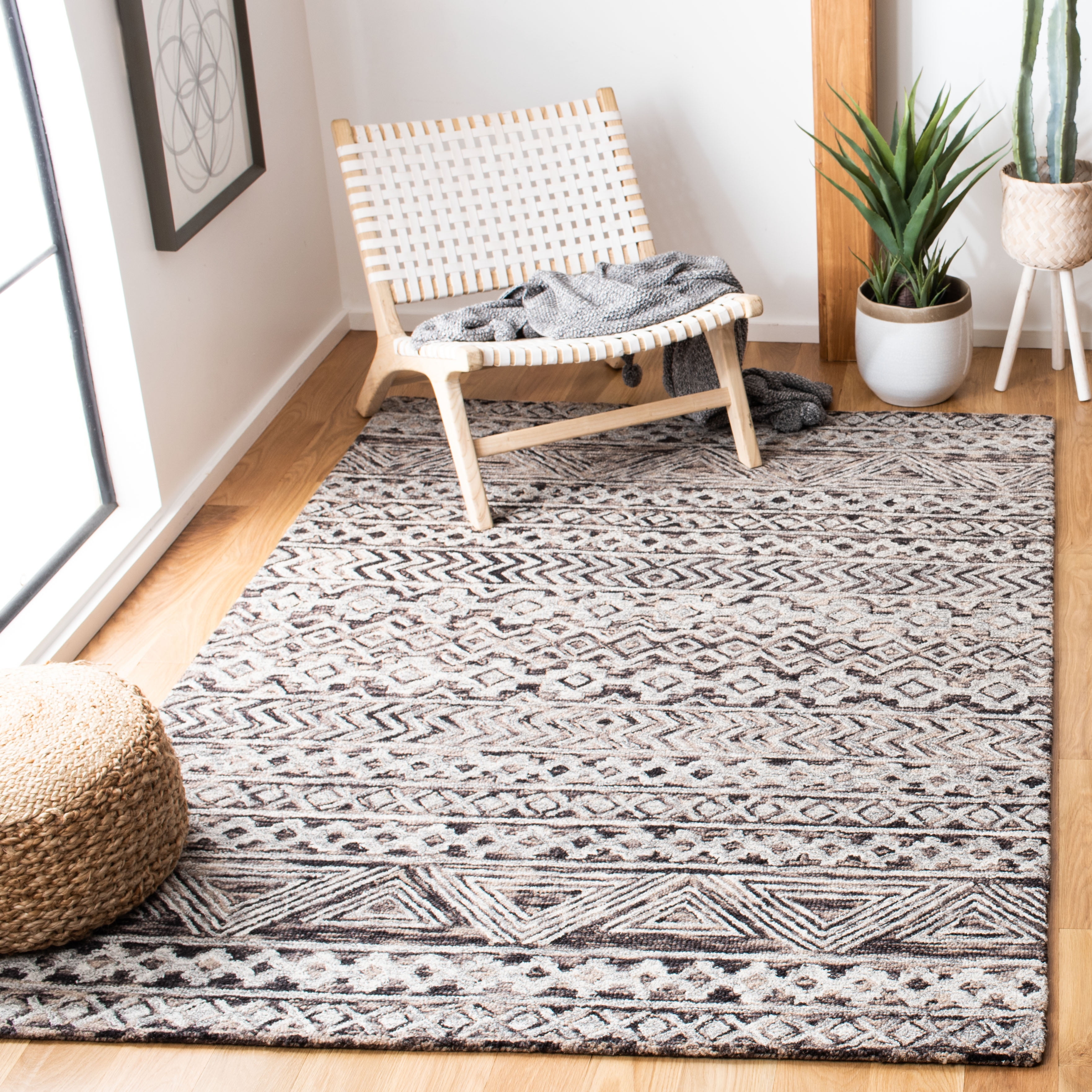 SAFAVIEH Abstract Sheryll Geometric Area Rug, Gray/Brown, 6' x 9 ...