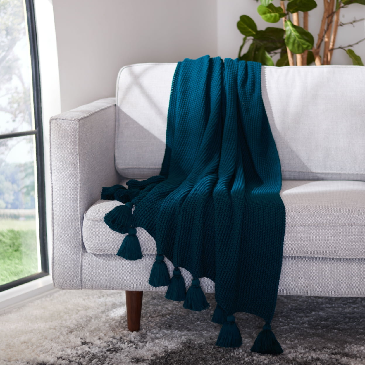 SAFAVIEH Cozy Cotton Adelie Throw Blanket in Rich Turquoise - Walmart.com